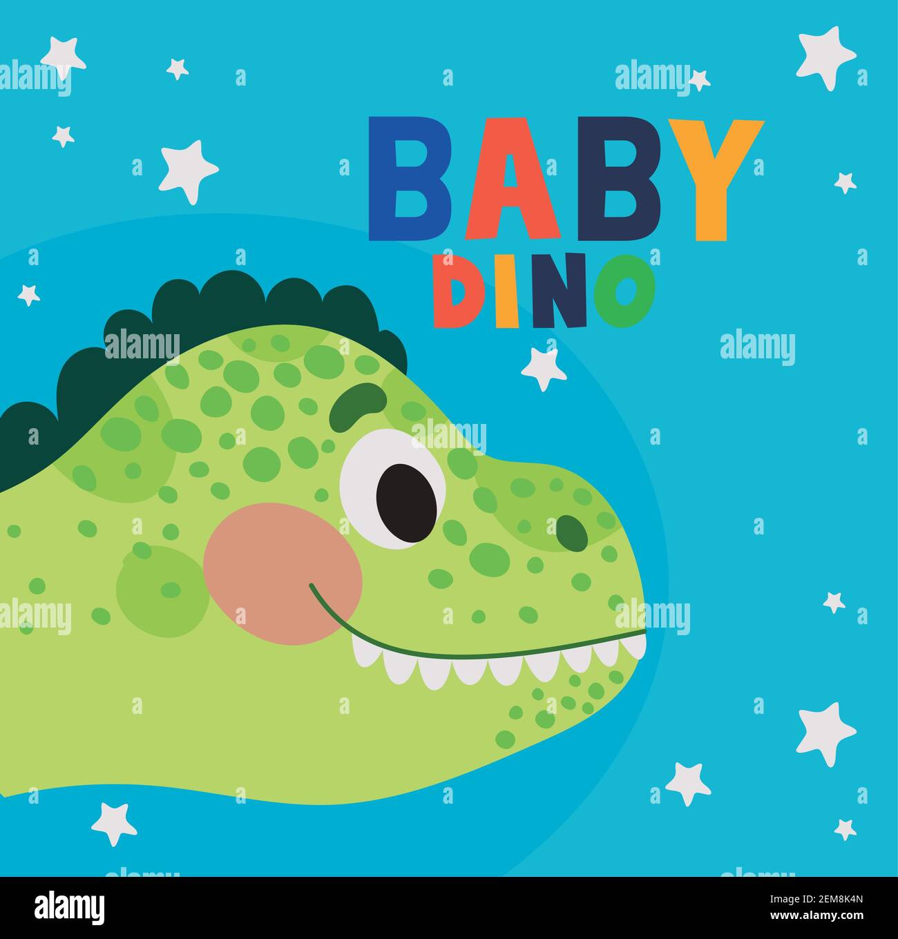 baby dino lettering and one kids illustration of a green dinosaur Stock ...