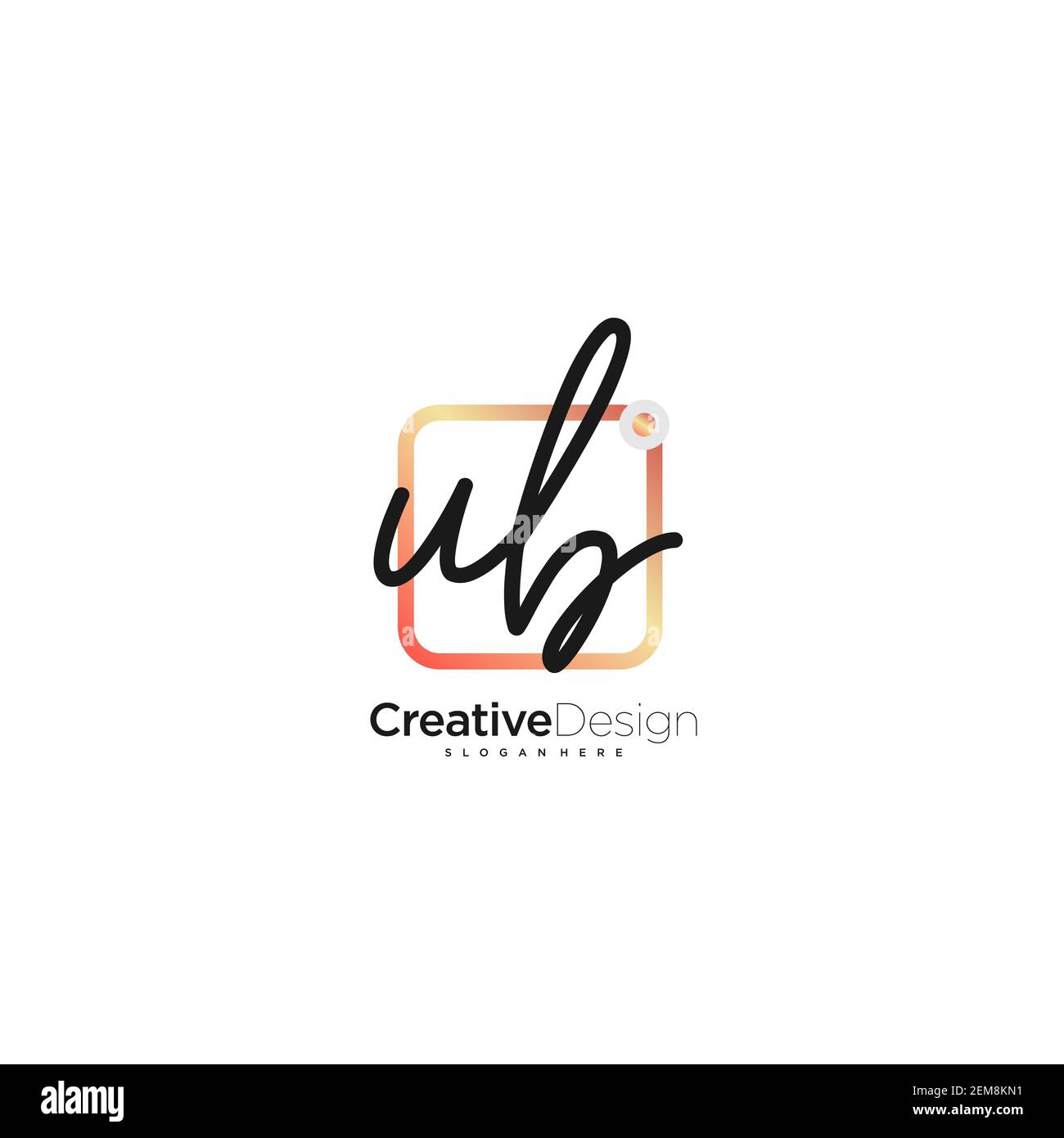 UB Initial Letter handwriting logo hand drawn colorful box vector, logo ...