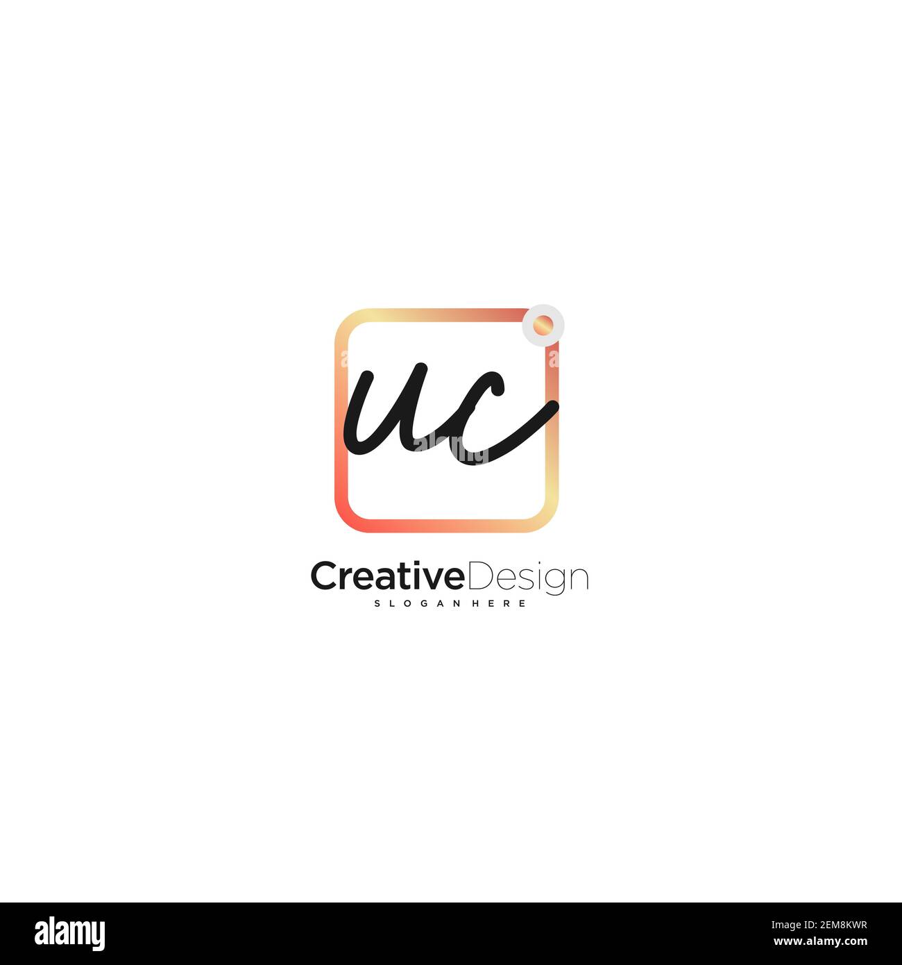 UC Initial Letter handwriting logo hand drawn colorful box vector, logo ...