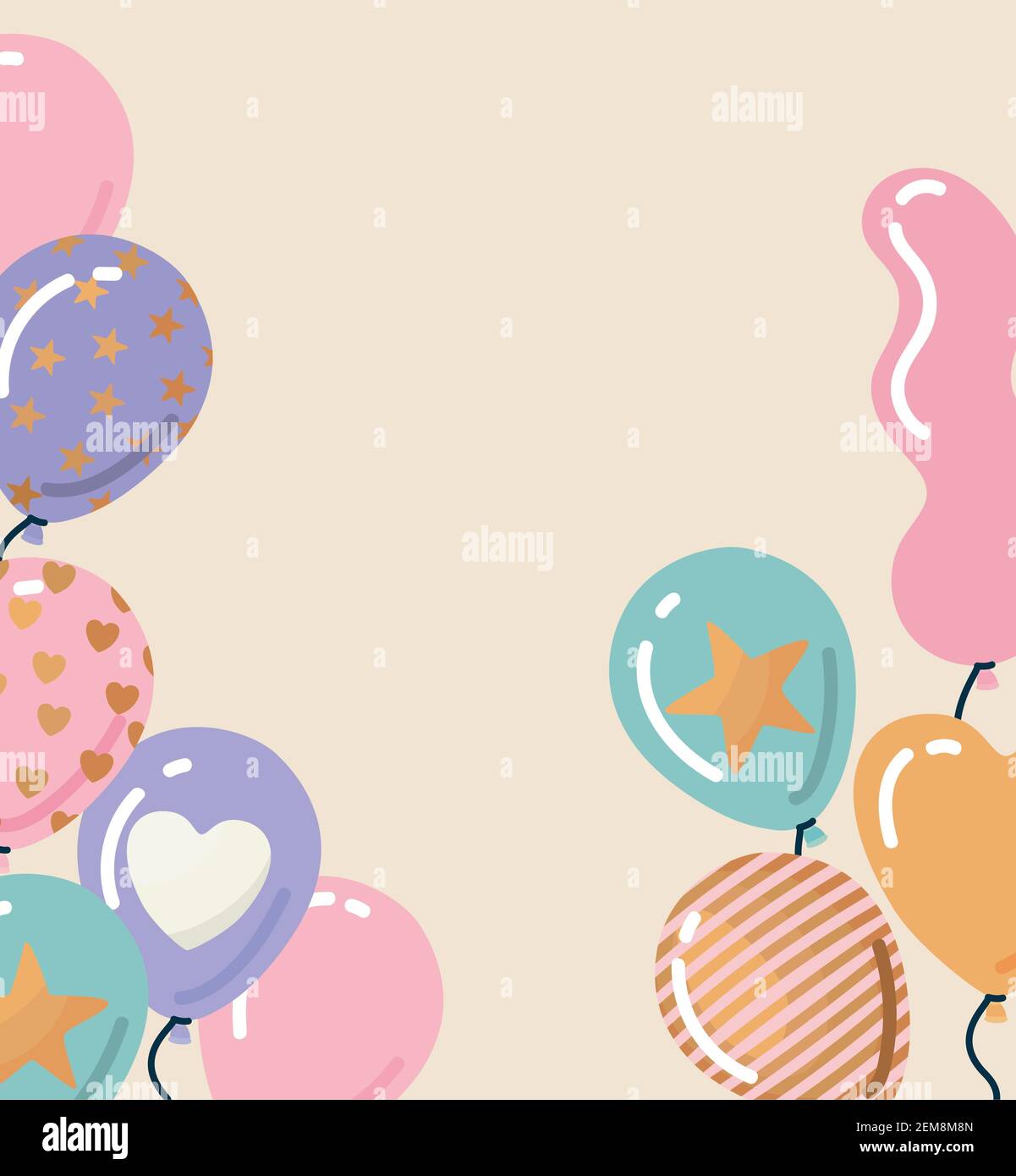 bundle of balloons on a light pink background Stock Vector Image & Art ...