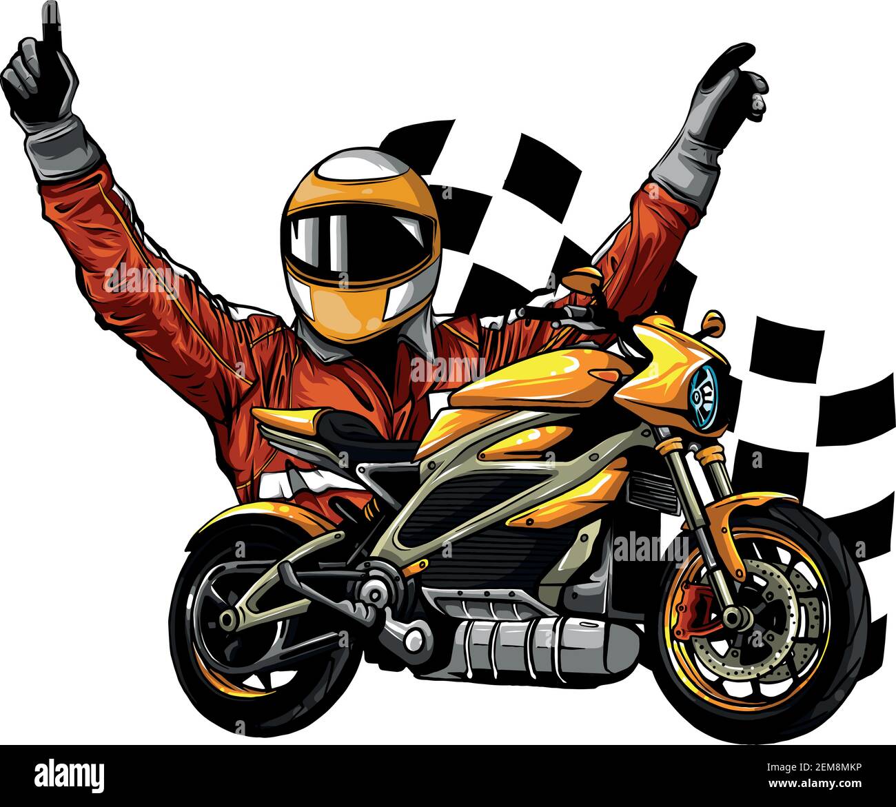 Motorbike rider with face flag vector illustration Stock Vector Image ...