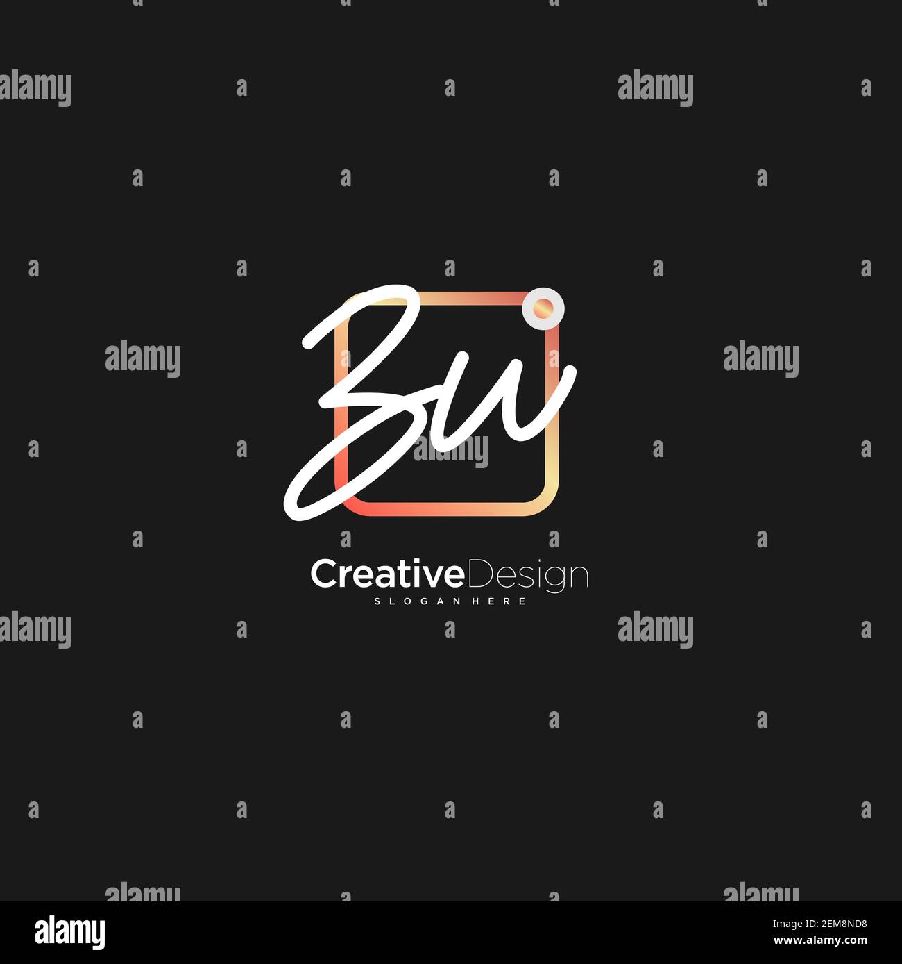 ZW Initial Letter handwriting logo hand drawn colorful box vector, logo ...