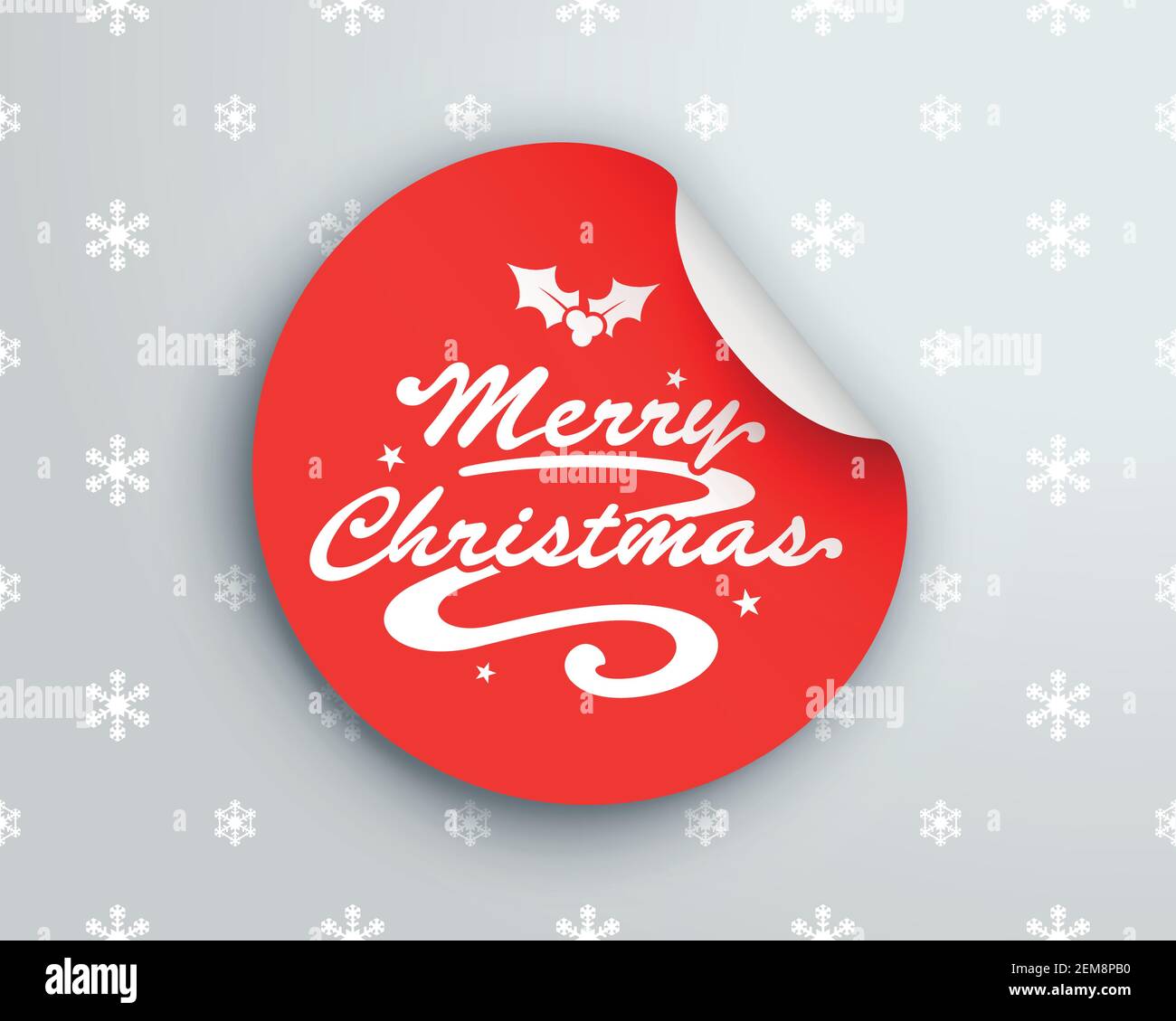 Merry Christmas Logo On Red Circle Sticker Stock Vector Image & Art - Alamy