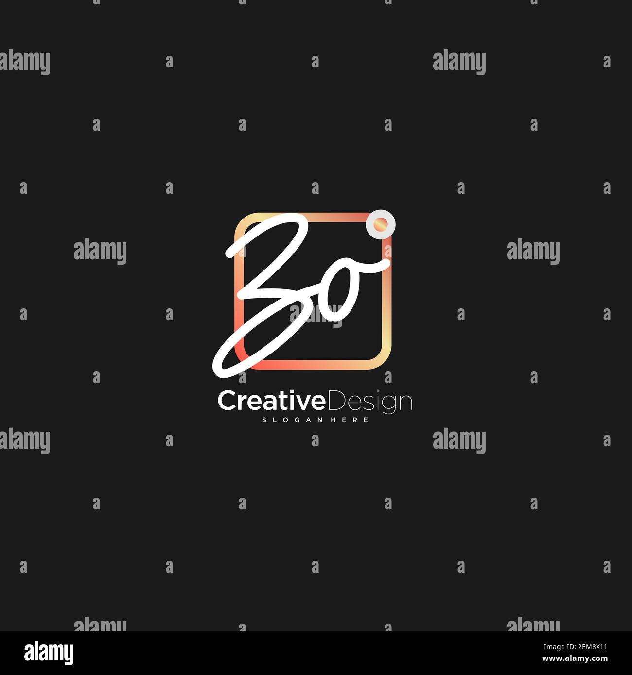 ZO Initial Letter handwriting logo hand drawn colorful box vector, logo ...