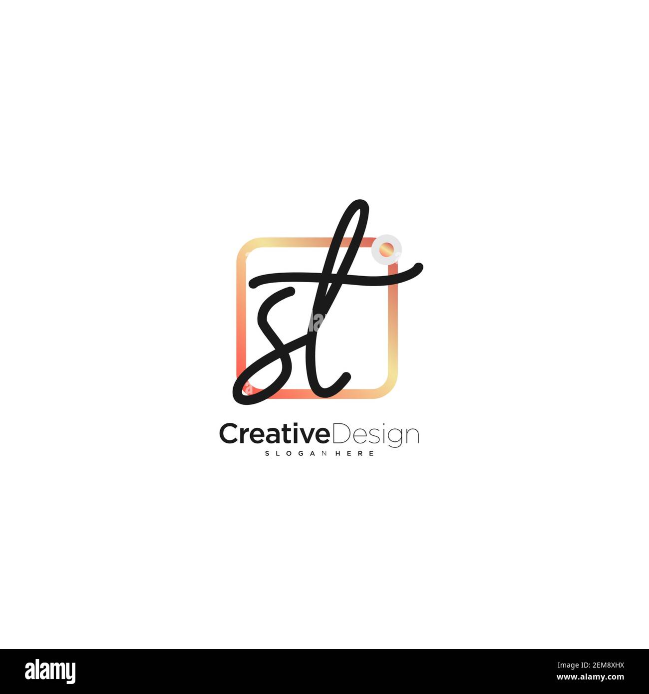 ST Initial Letter handwriting logo hand drawn colorful box vector, logo ...