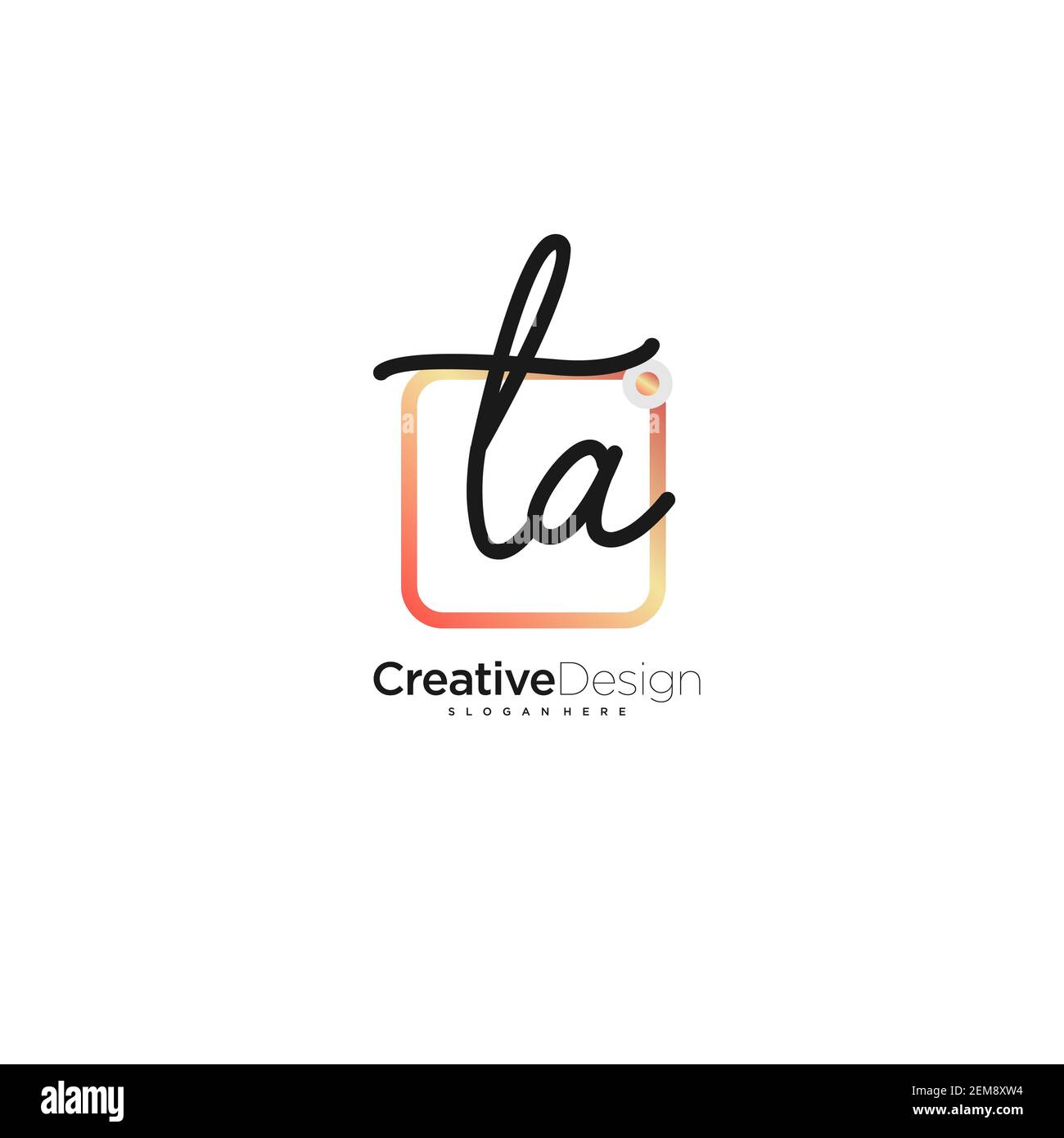 TA Initial Letter handwriting logo hand drawn colorful box vector, logo ...