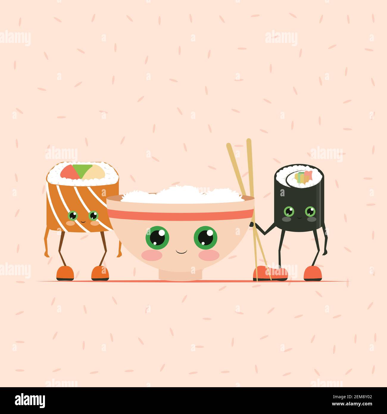 Sushi cartoon character on white background, Japan food, Japanese food ...