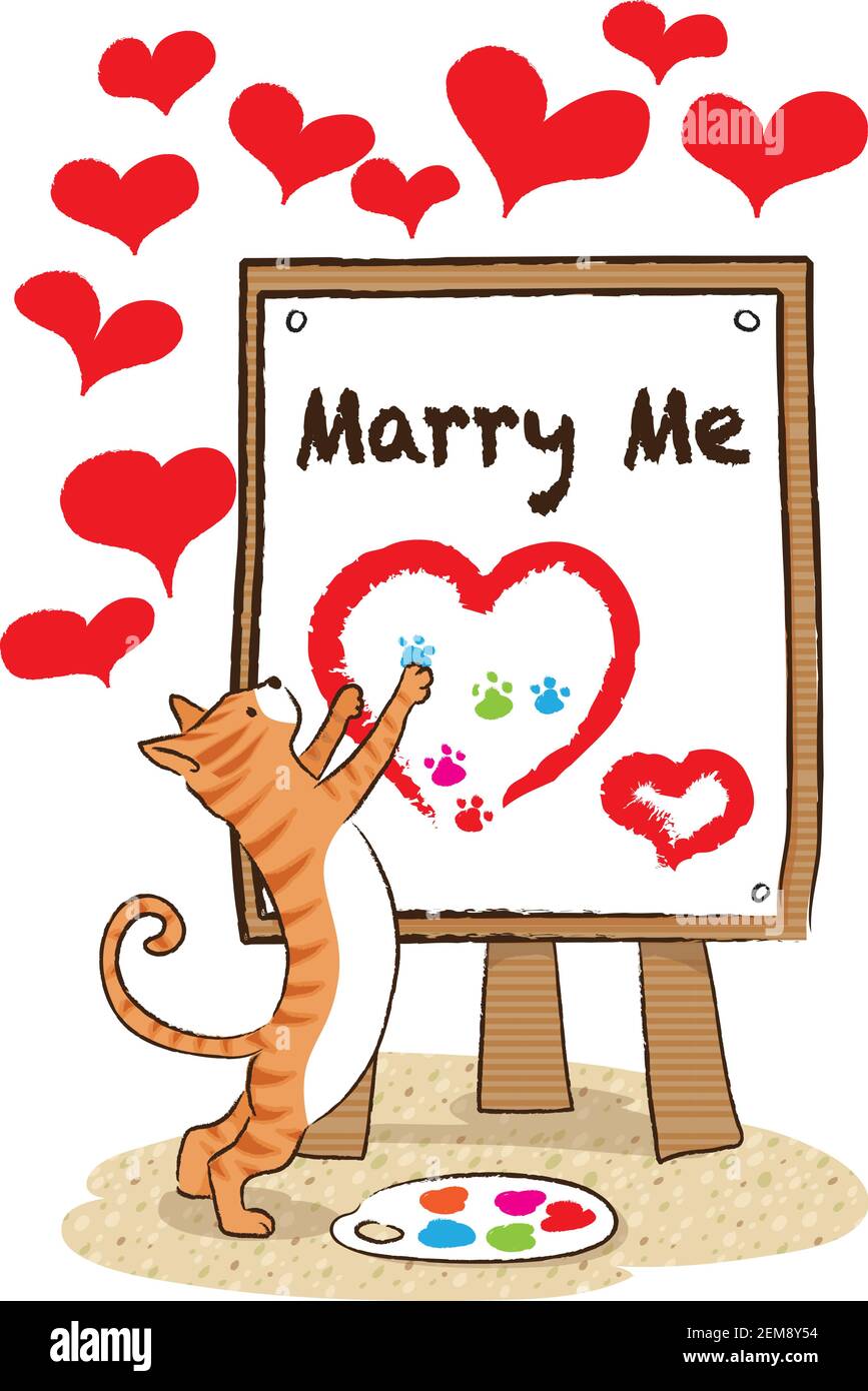 vector cartoon cat say marry me Stock Vector Image & Art - Alamy
