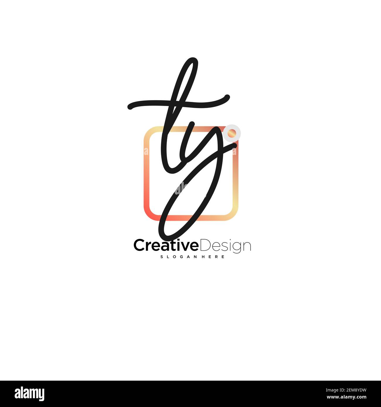 TY Initial Letter handwriting logo hand drawn colorful box vector, logo ...