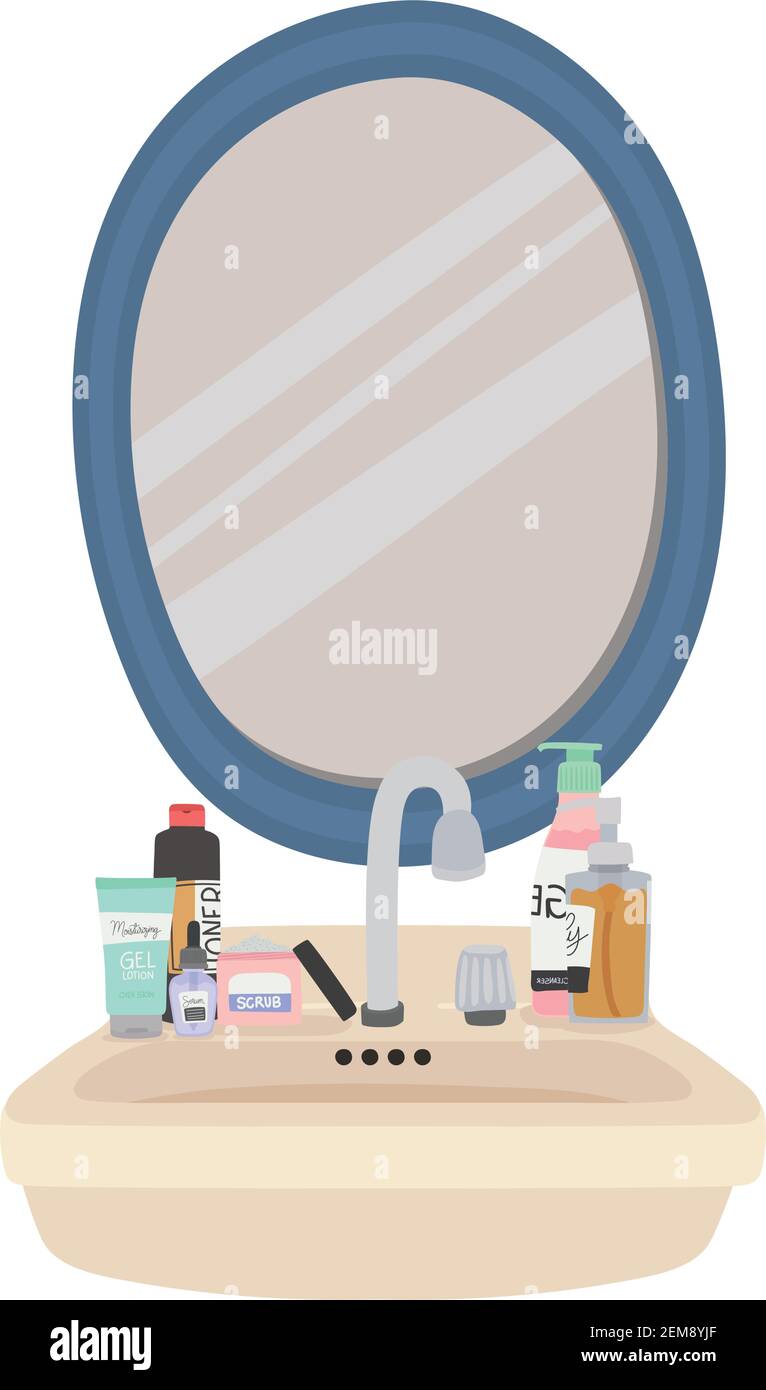 Ceramic washbasin mirror in Stock Vector Images - Alamy