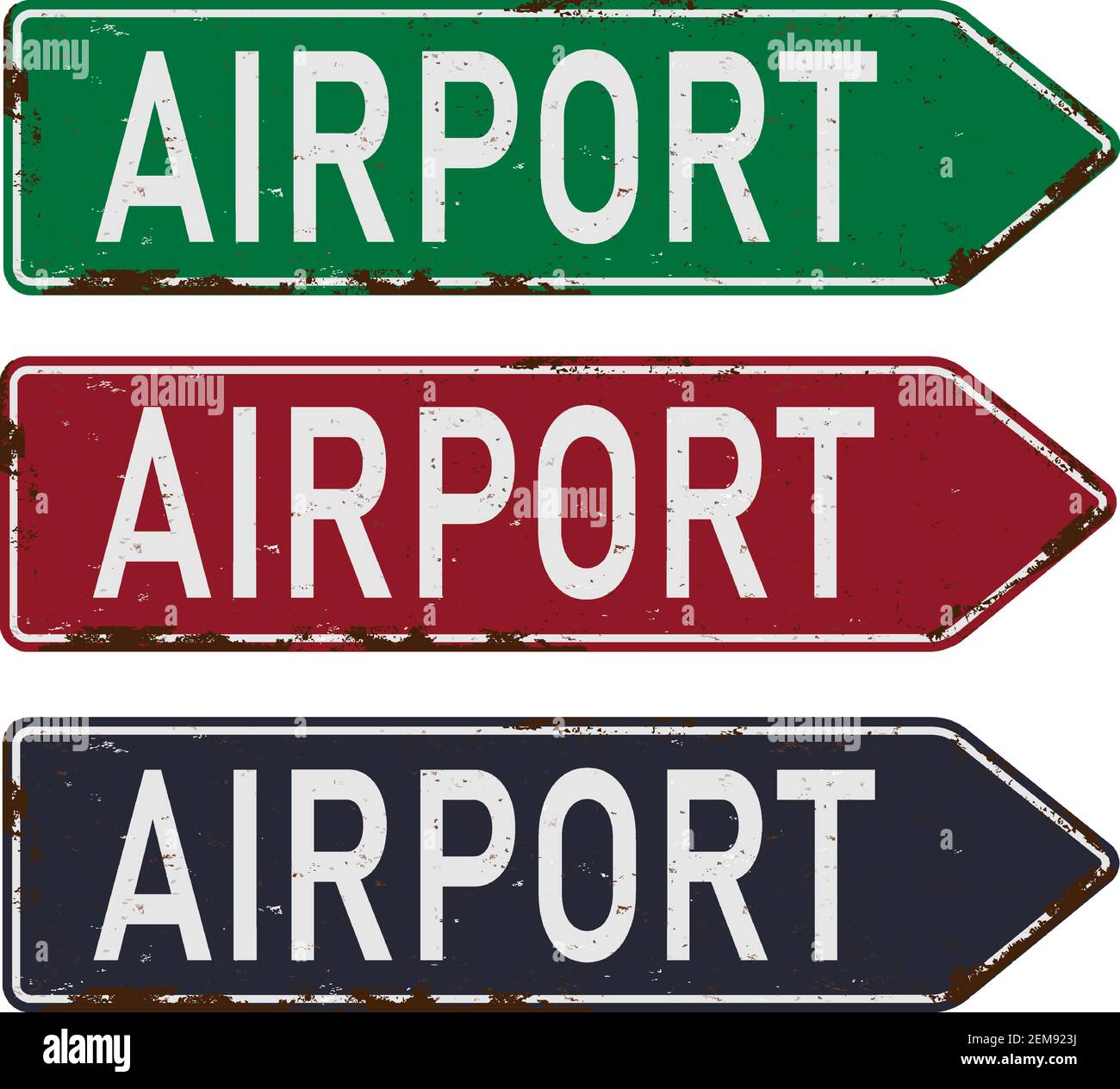 Vector drawing of a sign with directions towards Airport vector set ...
