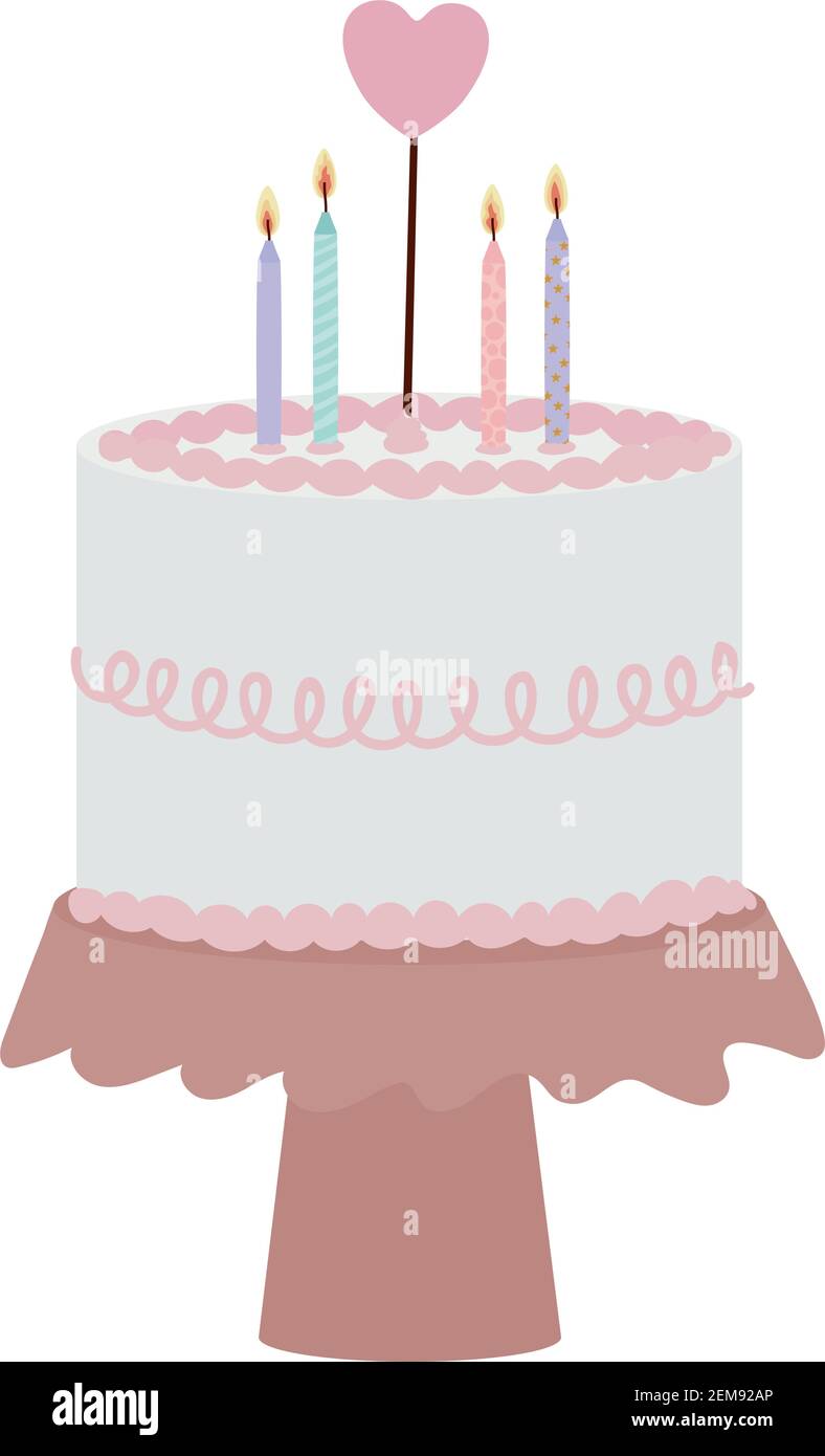 birthday cake with candles and one with heart shape Stock Vector Image ...