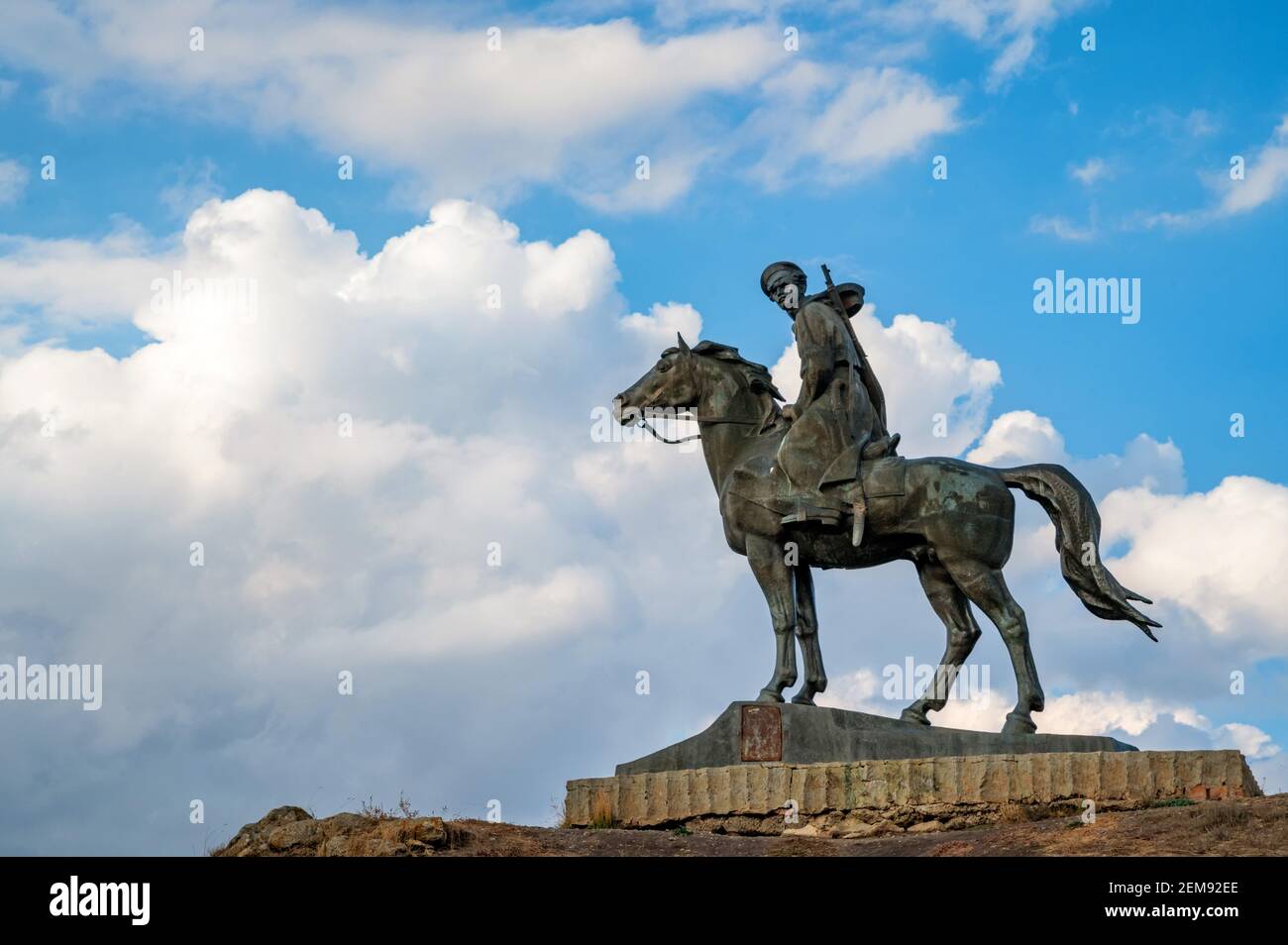 KRUZHILINSKIY, RUSSIA - CIRCA OCTOBER, 2020: Monument to Don cossack is ...
