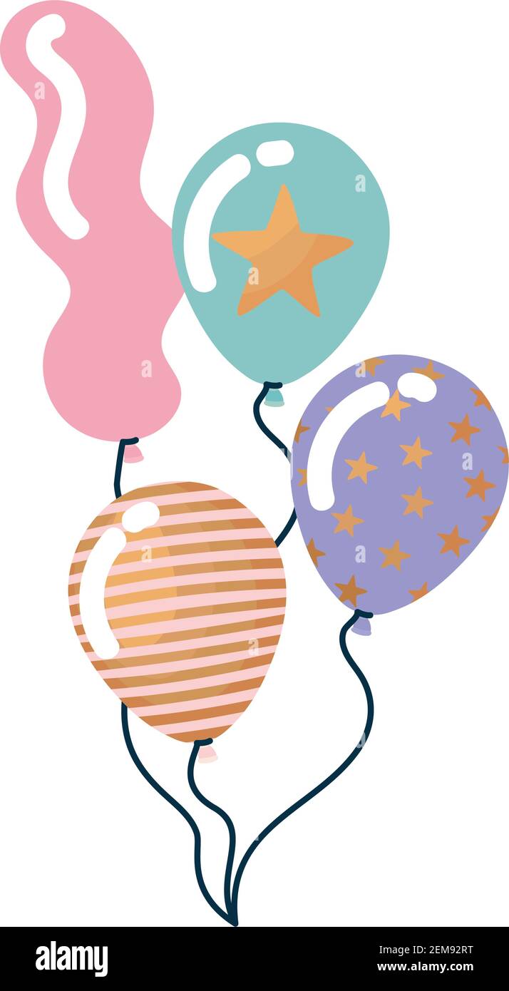 bundle of three birthday balloons Stock Vector Image & Art - Alamy