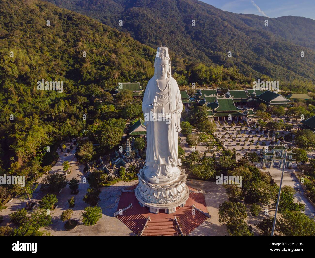 Aerial view, drone Chua Linh Ung Bai But Temple, Lady Buddha Temple in ...