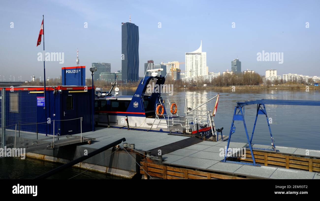 vienna, austria, 24 feb 2021, boat station of the port police Stock ...