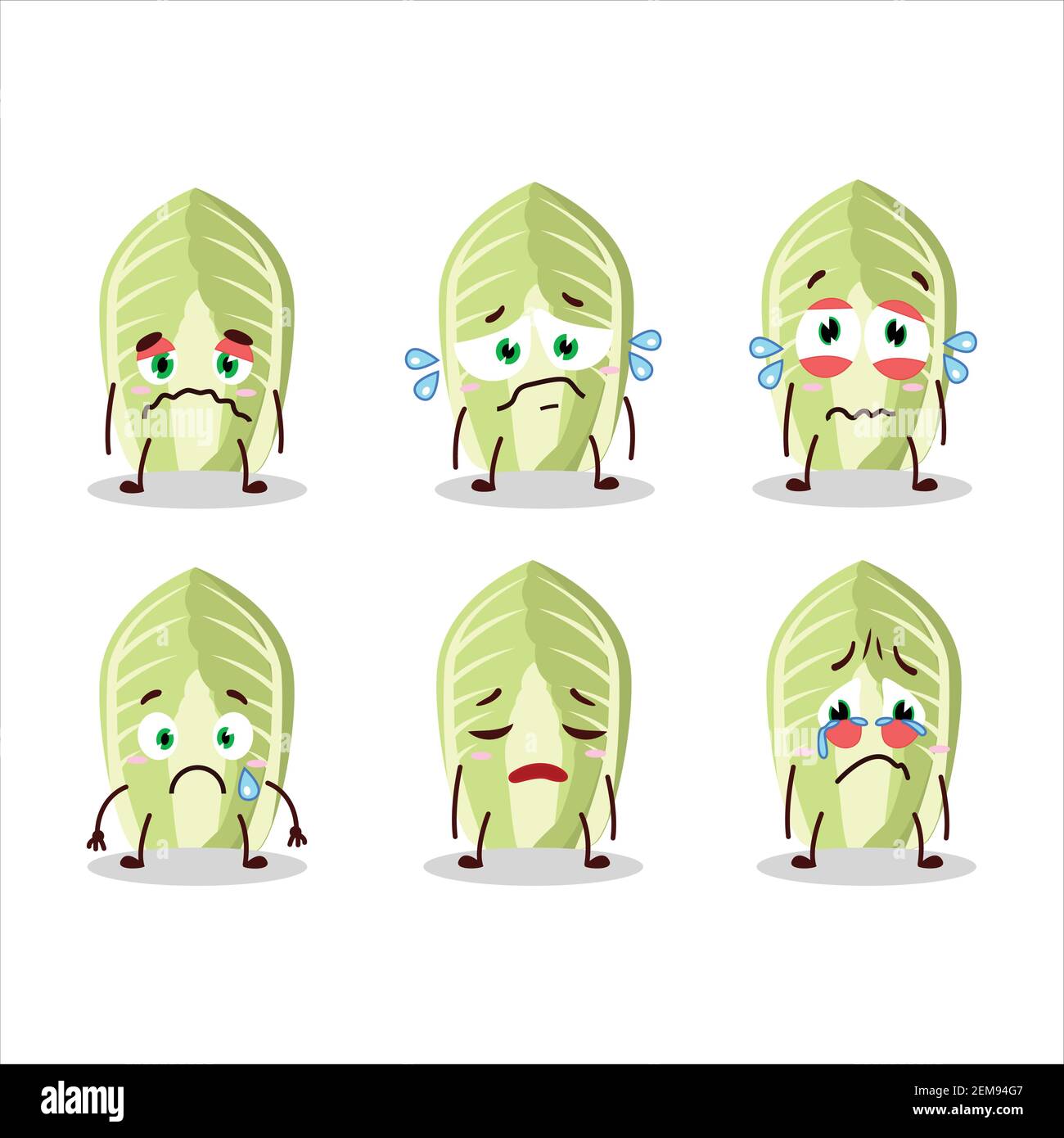 Chinese cabbage cartoon character with sad expression. Vector ...