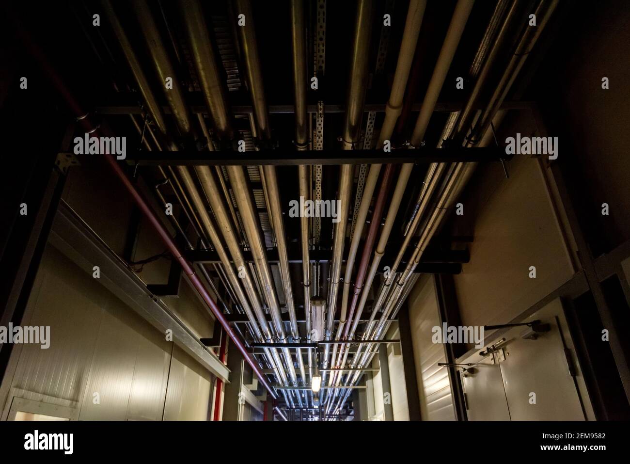 Laying of engineering networks. Ventilation pipes. Air conditioning of ...