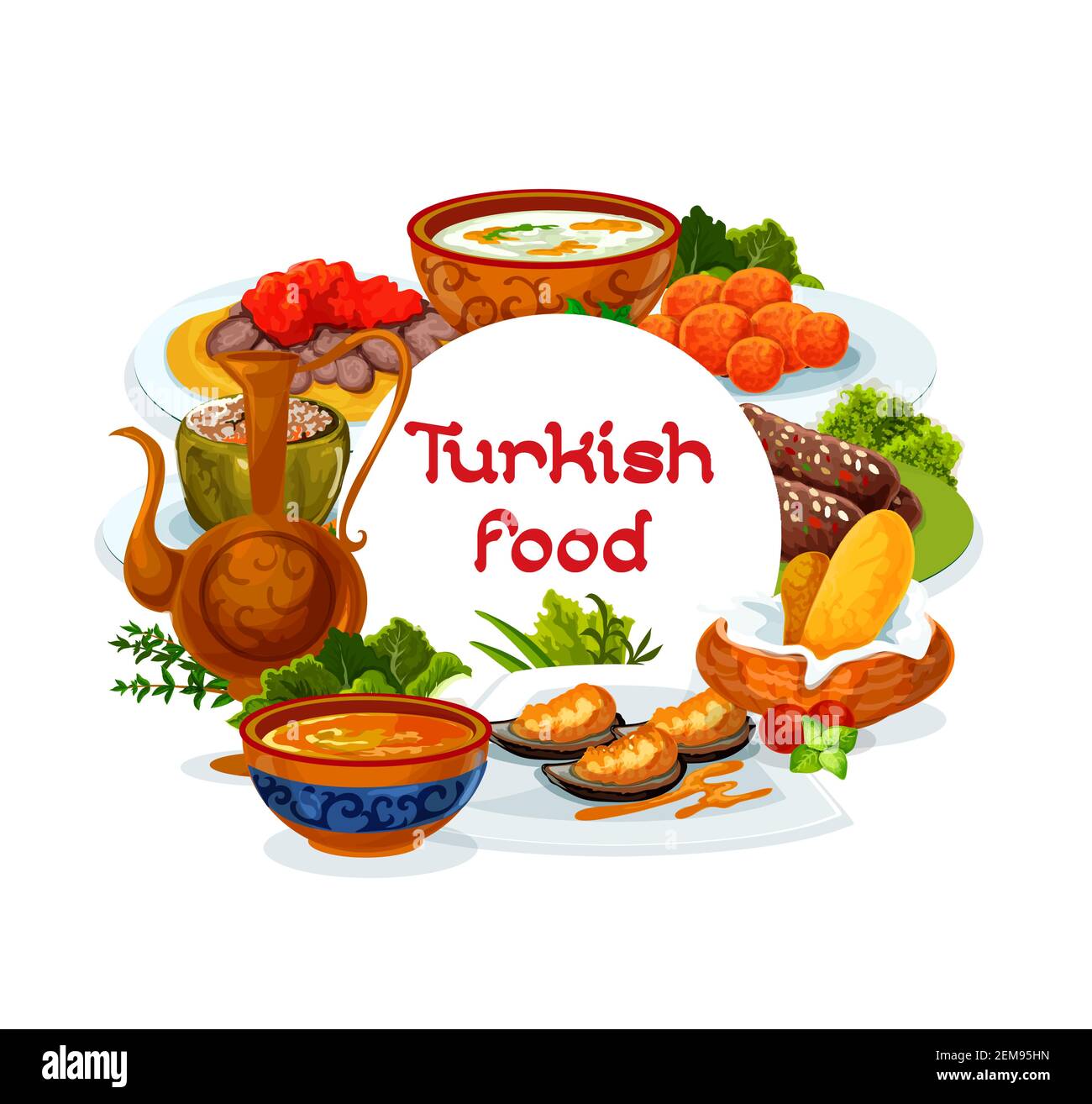Turkish cuisine restaurant menu, vector Turkey dishes and meals food ...