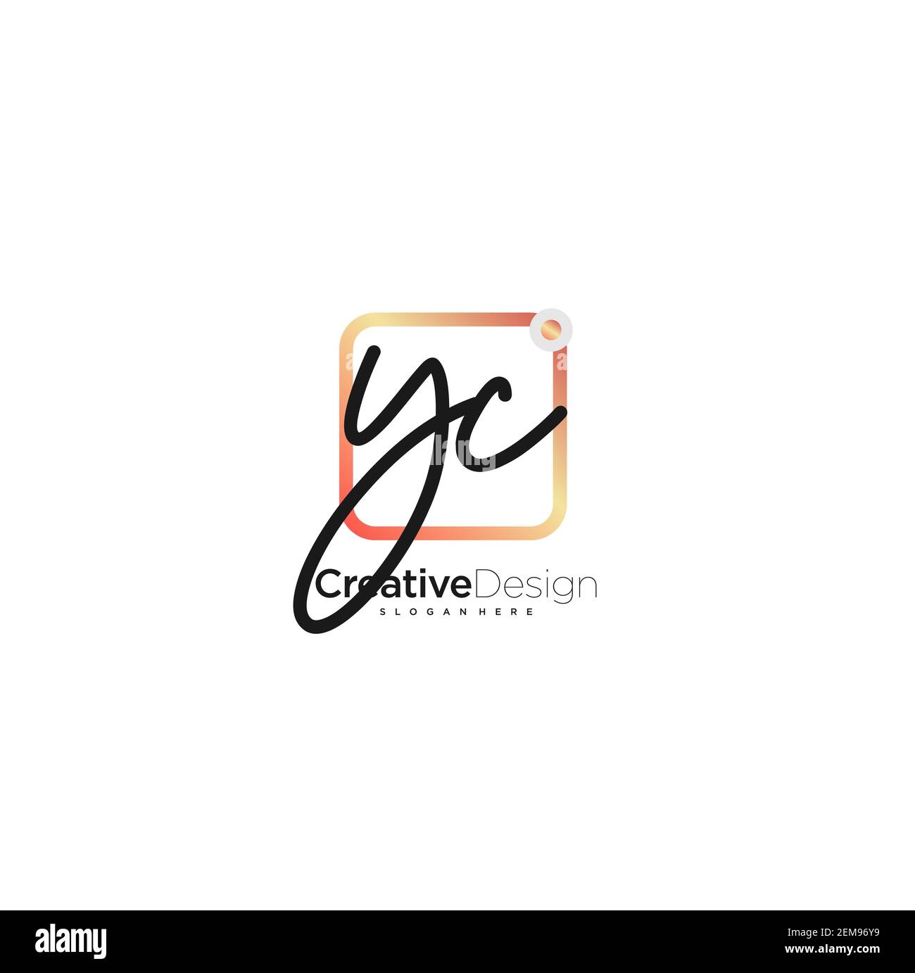 YC Initial Letter handwriting logo hand drawn colorful box vector, logo ...