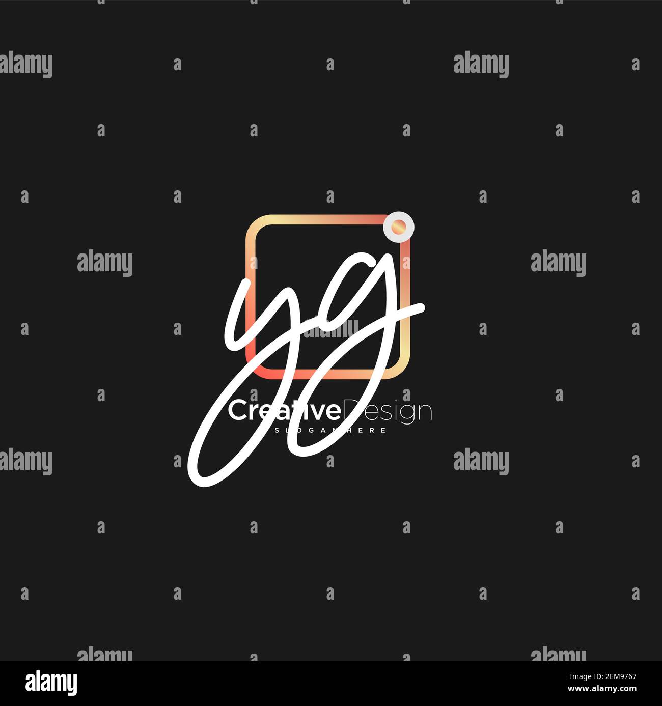 YG Initial Letter handwriting logo hand drawn colorful box vector, logo ...