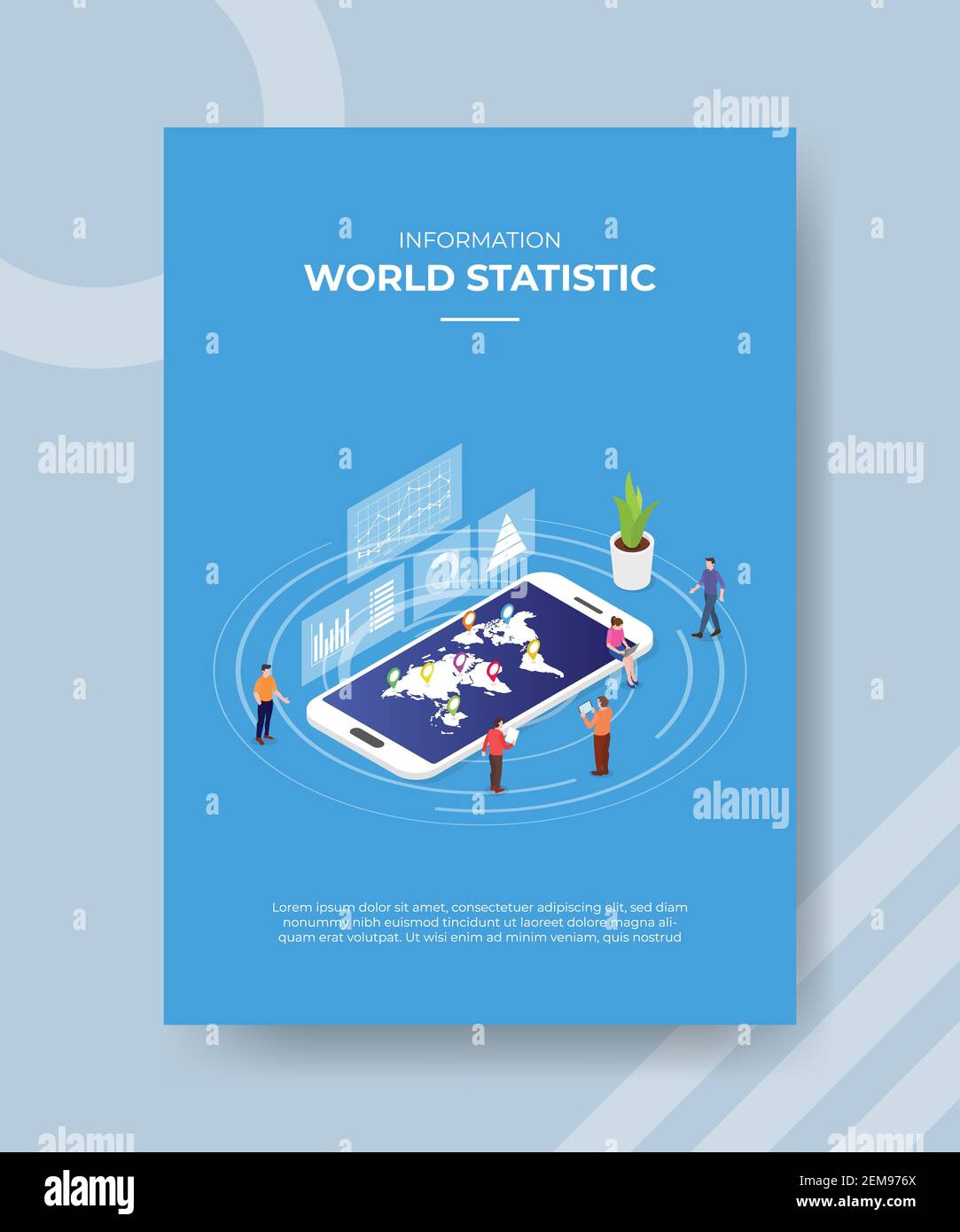 world statistics information concept for template banner and flyer for ...