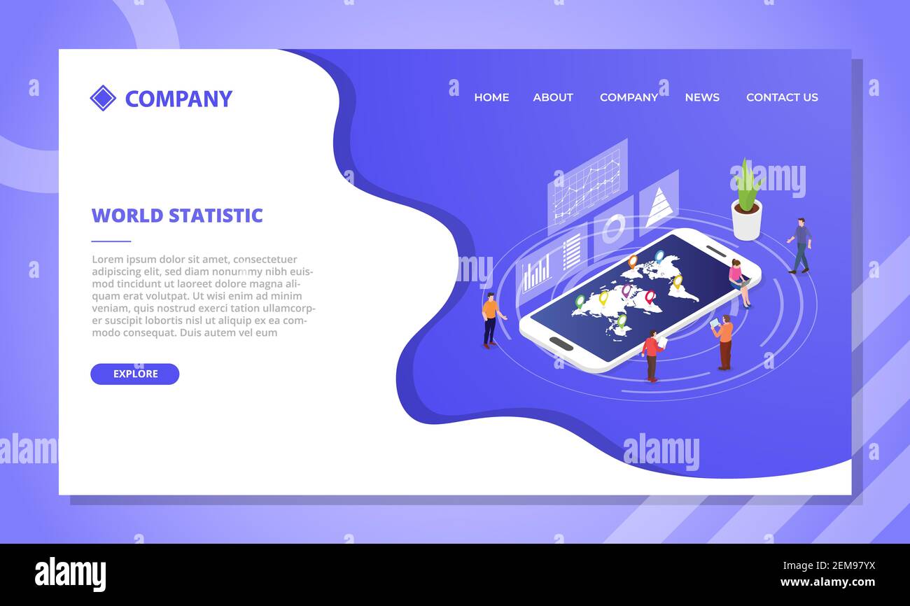 world statistics concept for website template or landing homepage ...