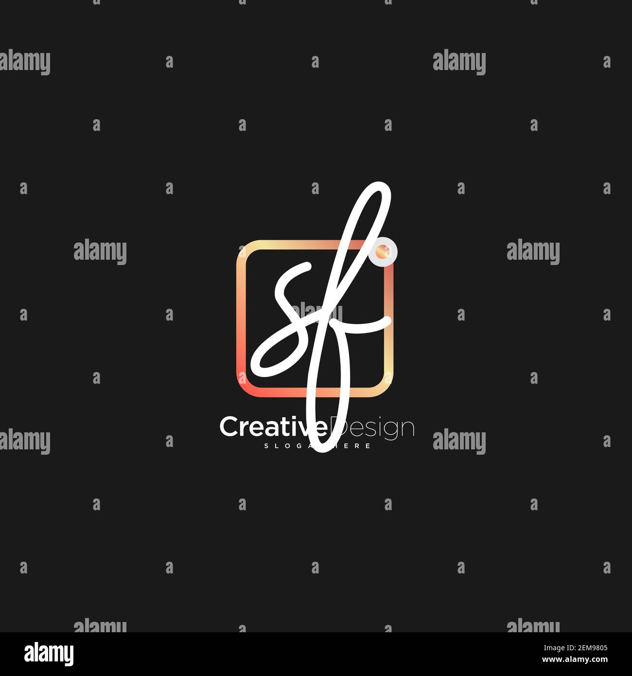 SF Initial Letter handwriting logo hand drawn colorful box vector, logo ...