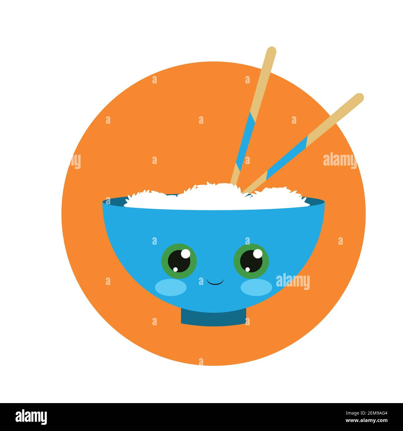 Cute Kawaii Illustration of Bowl of Rice Handmade cartoon Drawing Asian ...