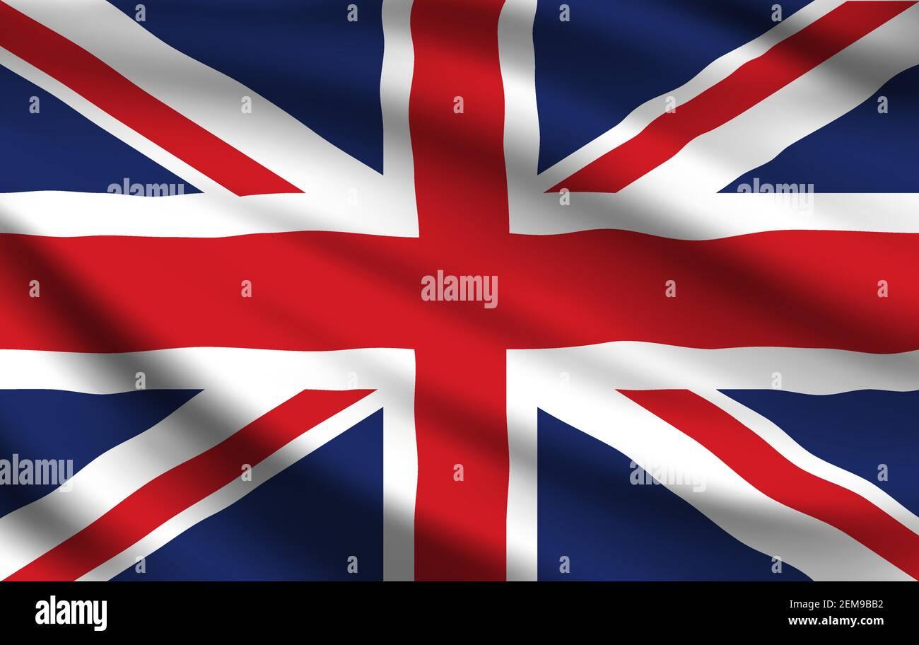 Flag of United Kingdom 3d vector of realistic waving Union Jack ...