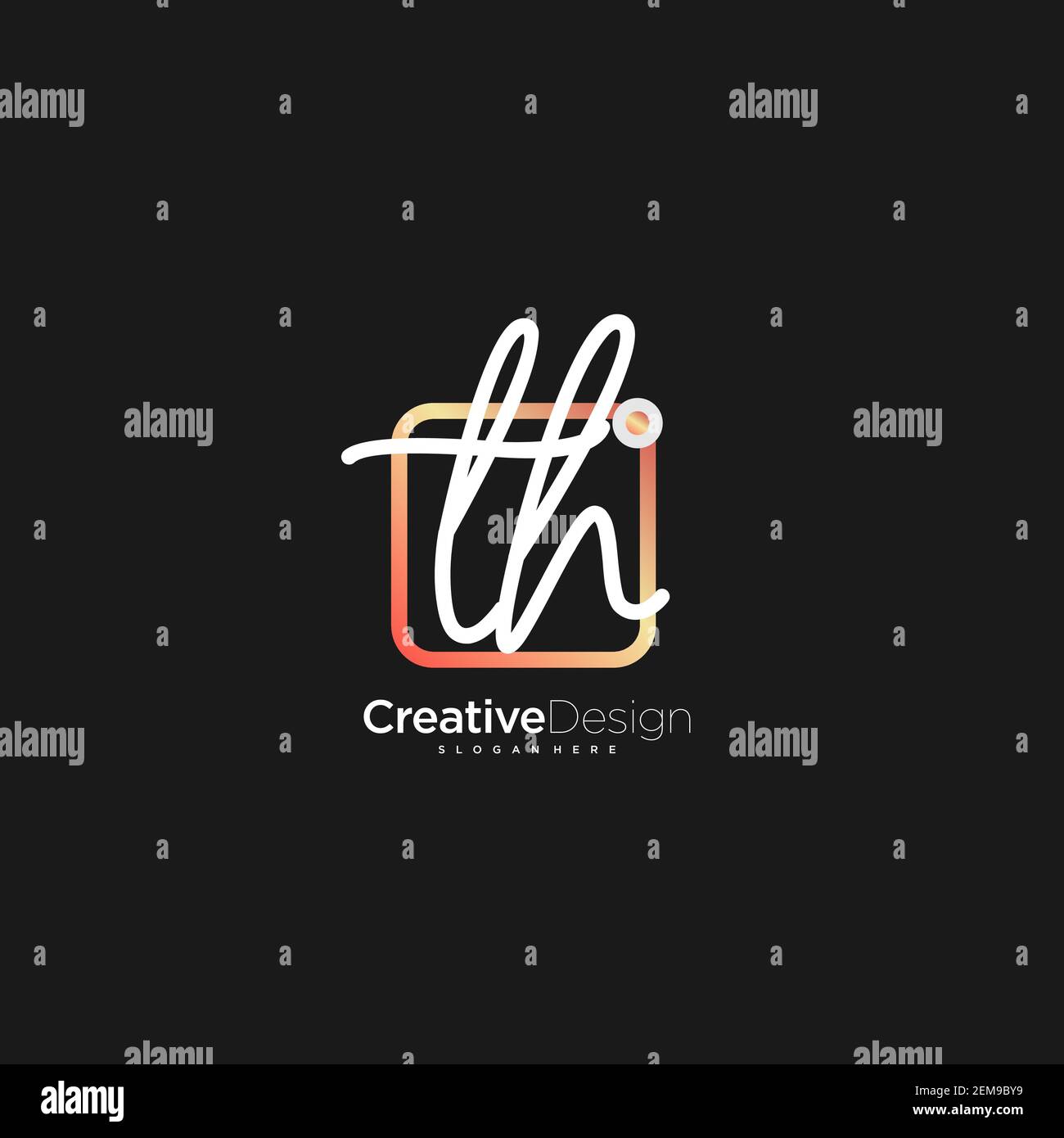 TH Initial Letter handwriting logo hand drawn colorful box vector, logo ...