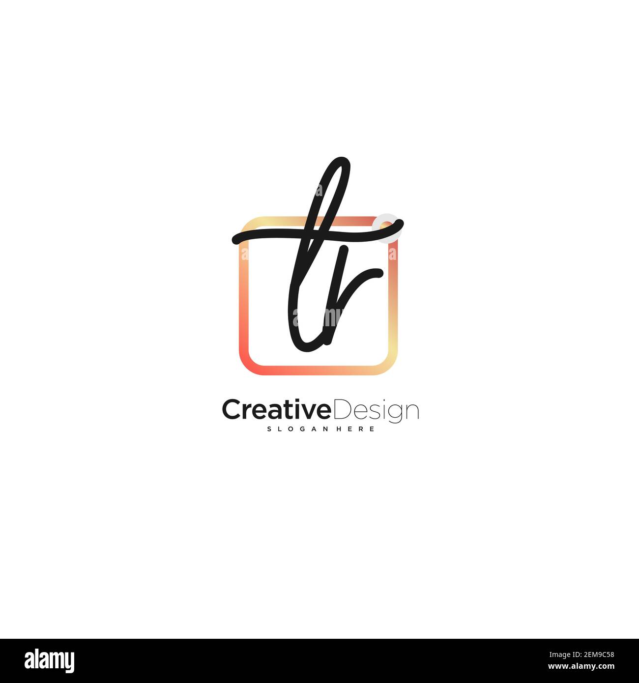 TR Initial Letter handwriting logo hand drawn colorful box vector, logo ...