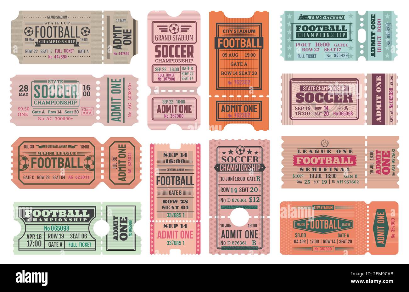 Soccer or football admit one ticket vector templates, sport ...