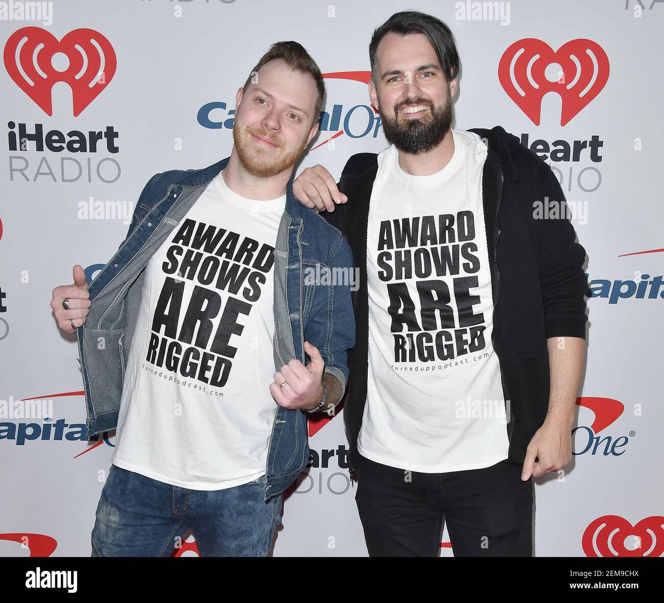 (L-R) Jake Jones and Robert Venable arrives at the 2019 iHeartRadio ...