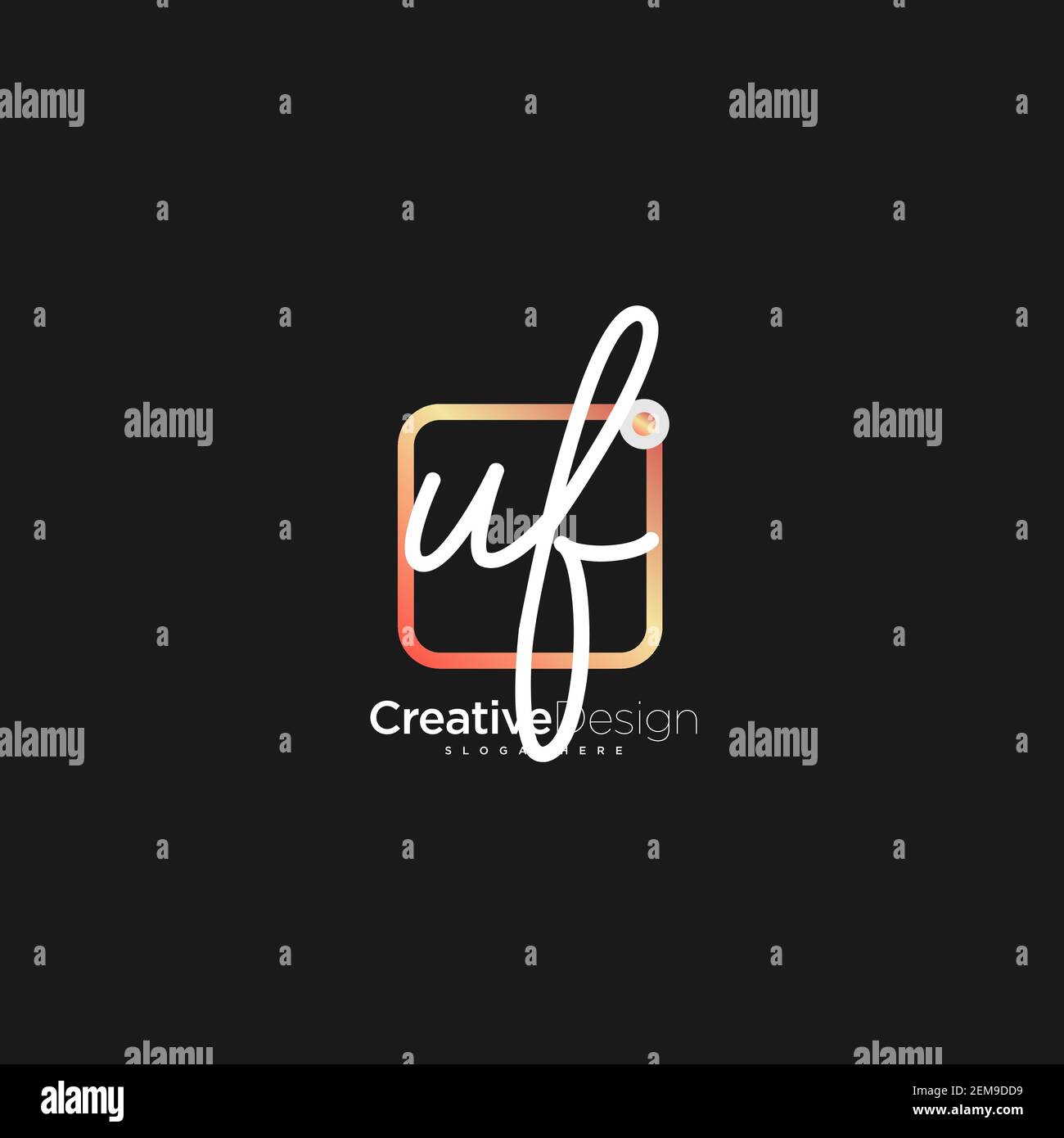 UF Initial Letter handwriting logo hand drawn colorful box vector, logo ...