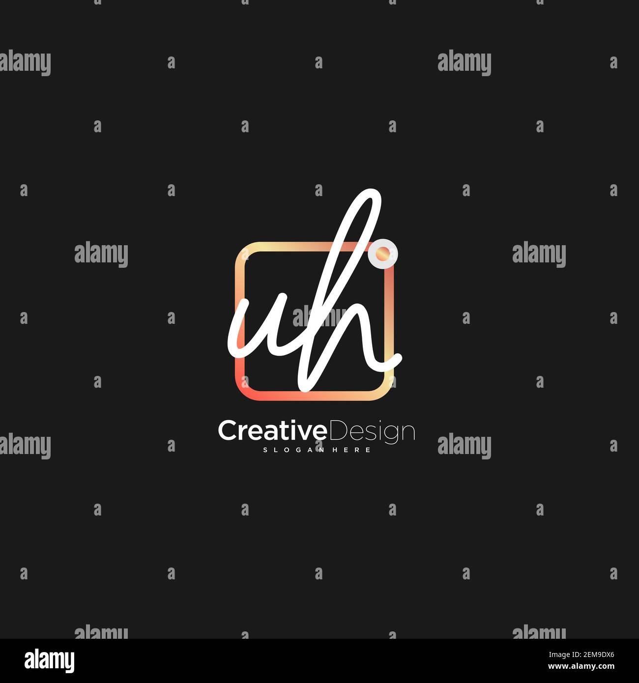 UH Initial Letter handwriting logo hand drawn colorful box vector, logo ...