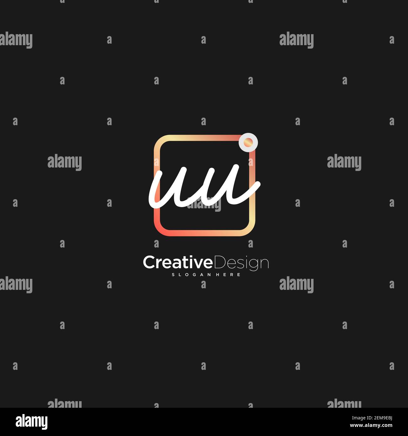 UU Initial Letter handwriting logo hand drawn colorful box vector, logo ...