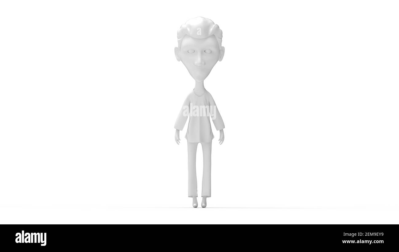 3D rendering of a cartoon figure man isolated on white background Stock ...