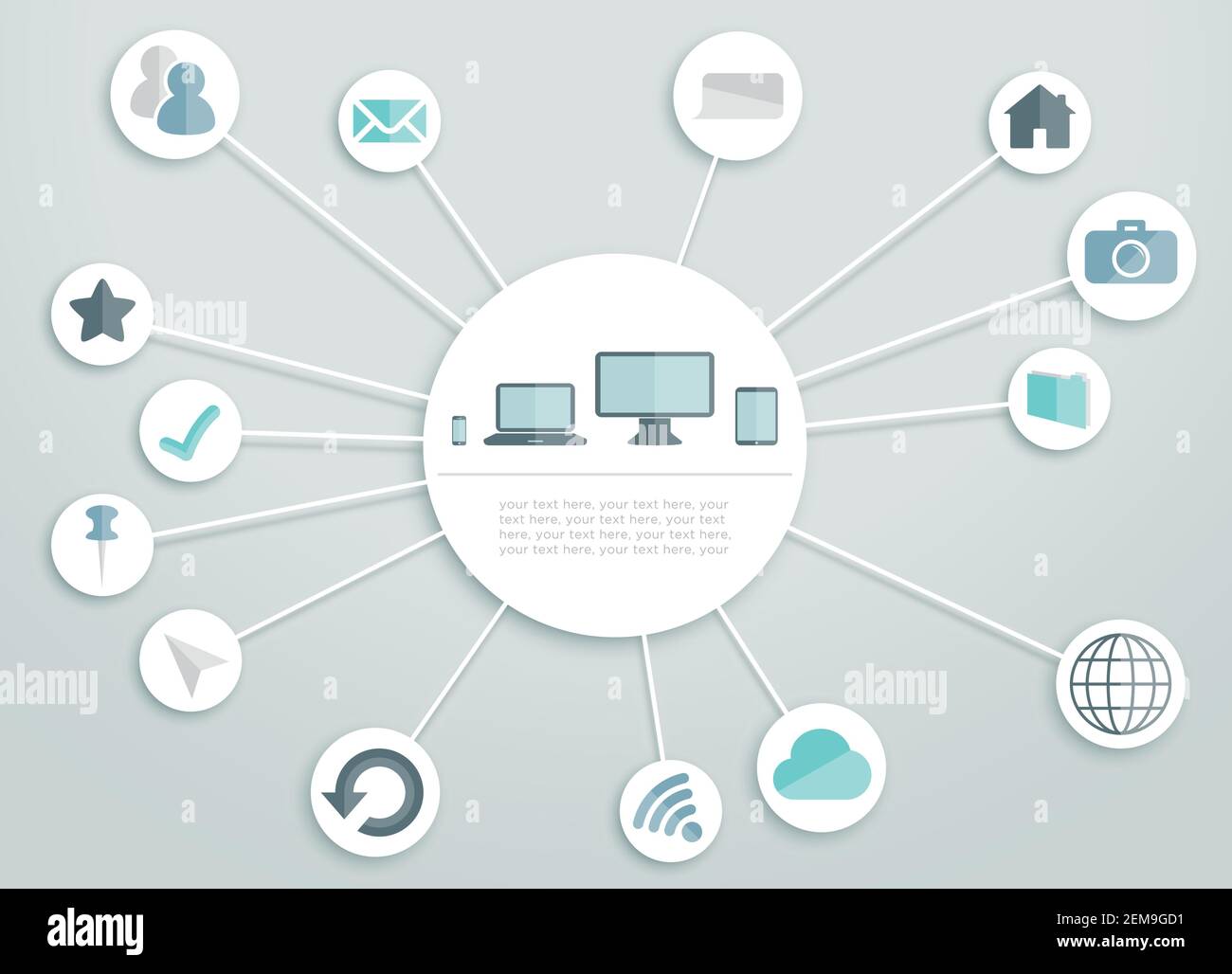 3d White Circle Links With Devices Icons Stock Vector Image & Art - Alamy