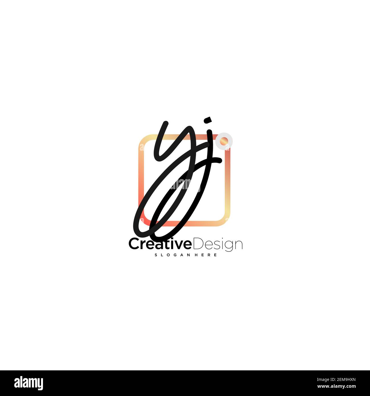 YJ Initial Letter handwriting logo hand drawn colorful box vector, logo ...