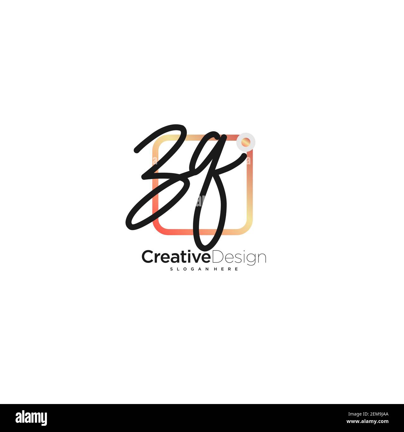 ZQ Initial Letter handwriting logo hand drawn colorful box vector, logo ...