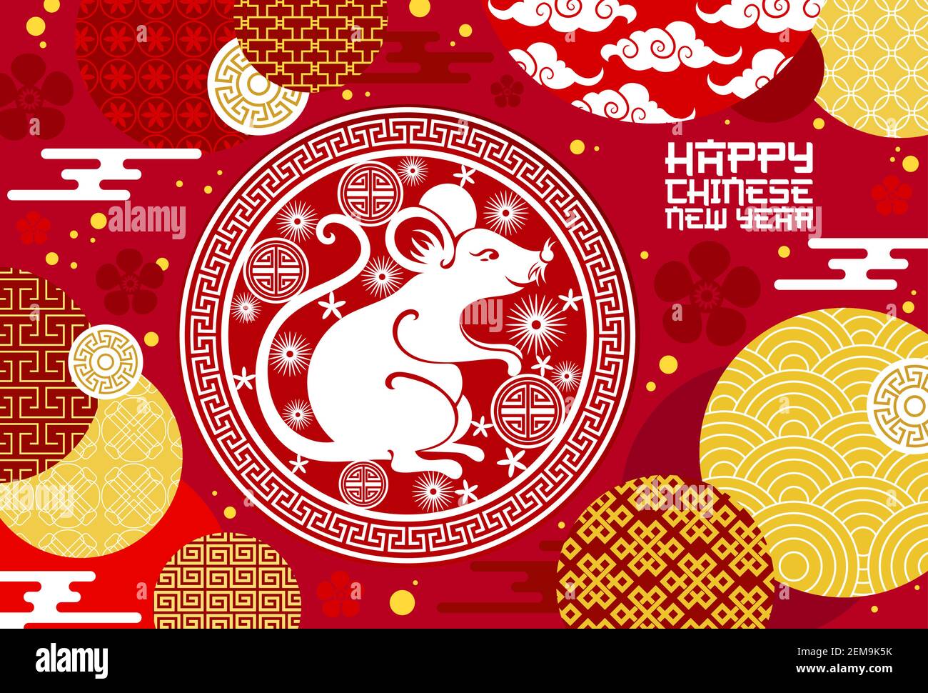 Chinese animal zodiac rat symbol with lucky coin vector design of Lunar ...