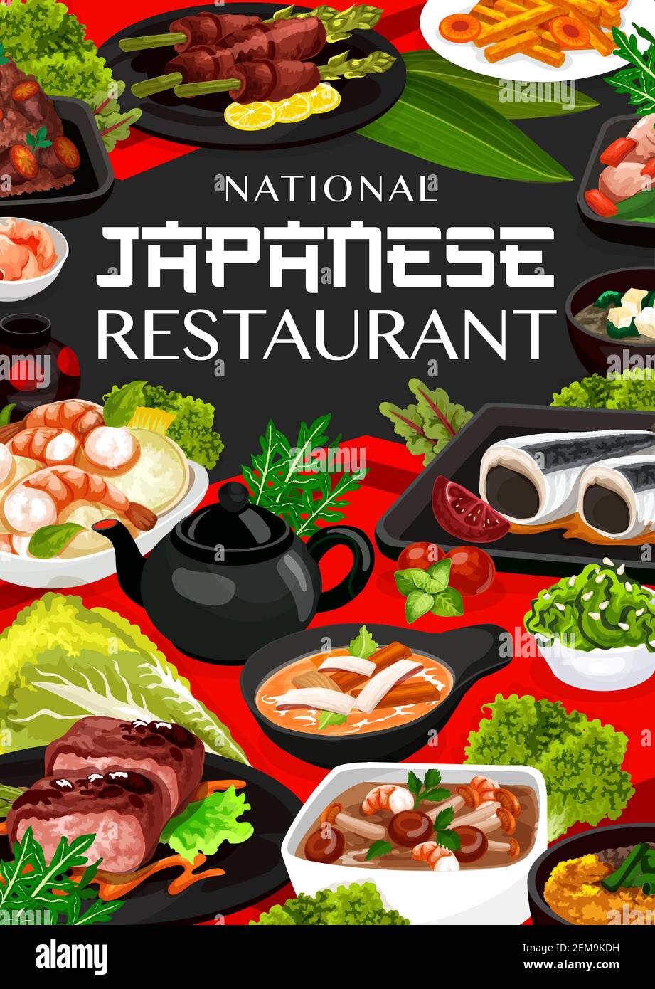 Japanese cuisine restaurant vector menu, authentic traditional dishes ...