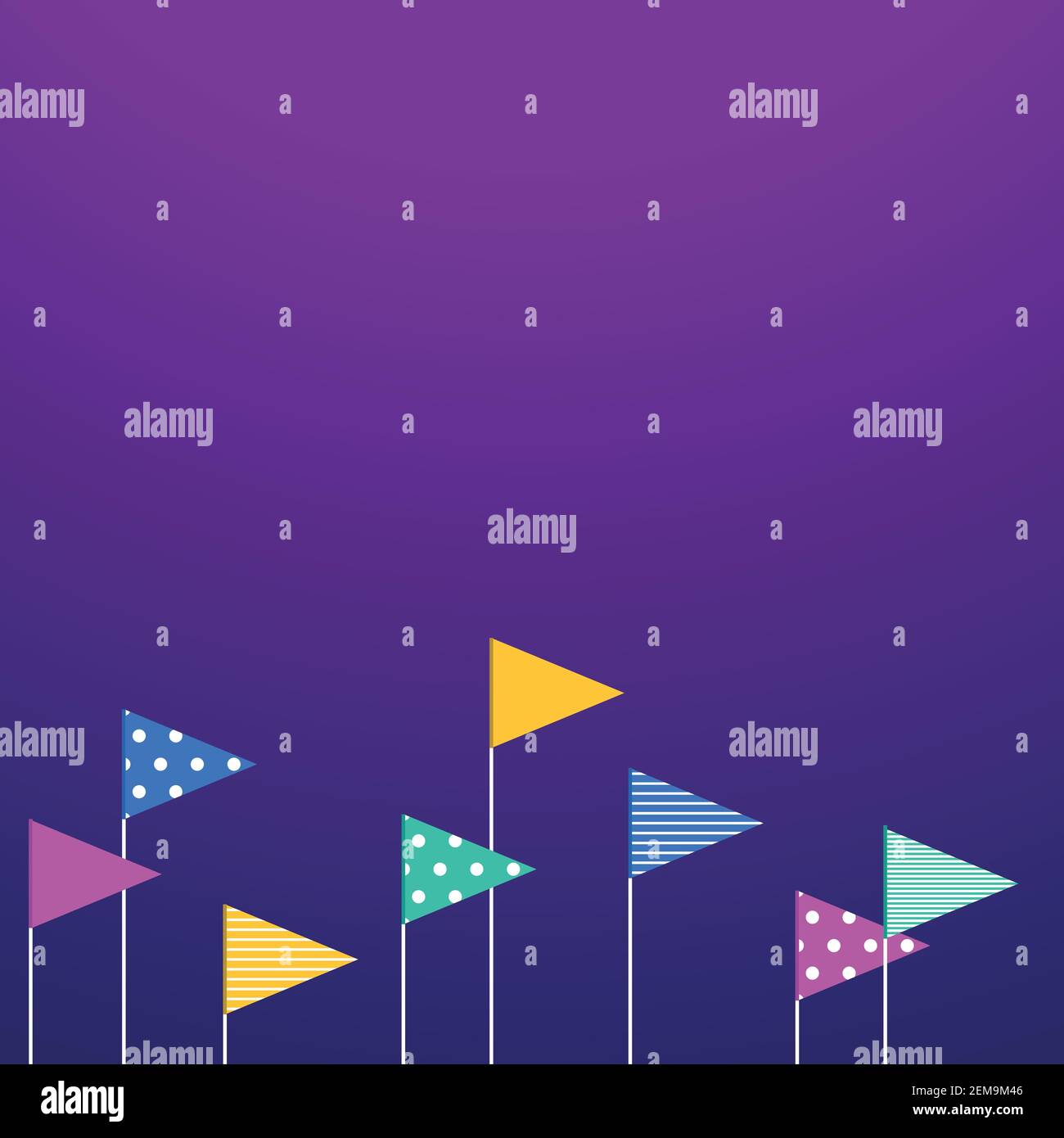 Many textured triangle flags on gradient lilac background Stock Vector ...