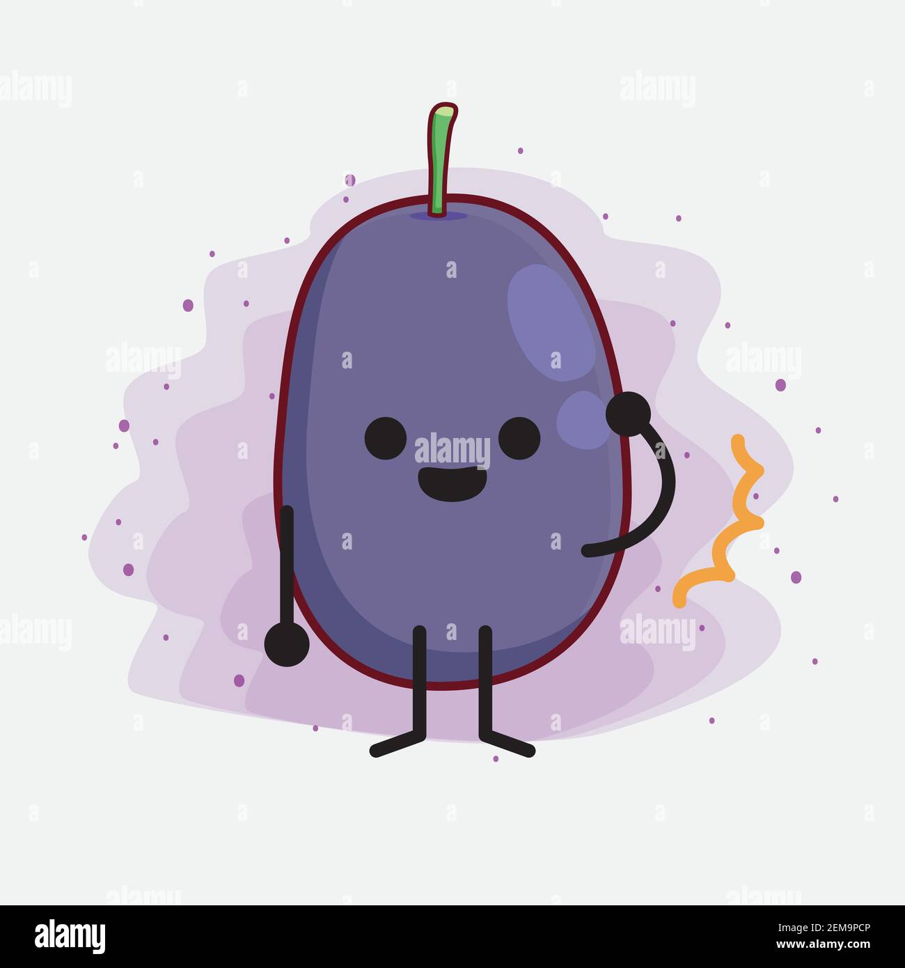 Vector Illustration of Java Plum Fruit Character with cute face, simple ...