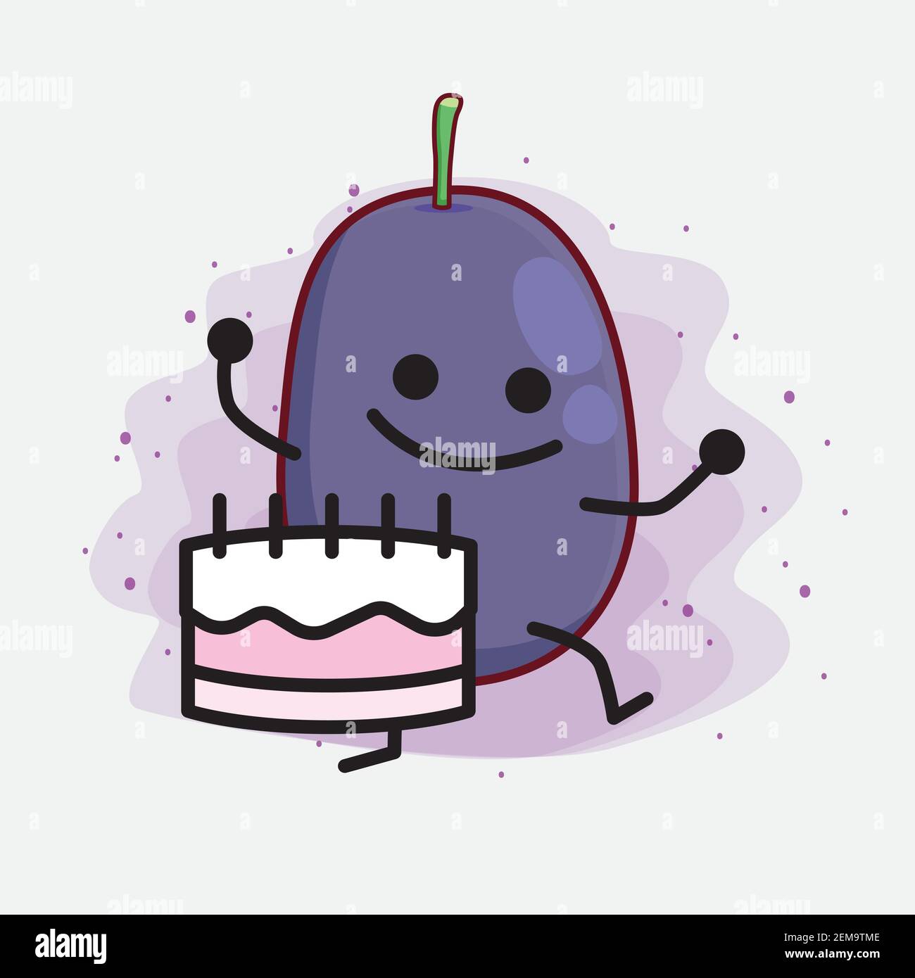 Vector Illustration of Java Plum Fruit Character with cute face, simple ...