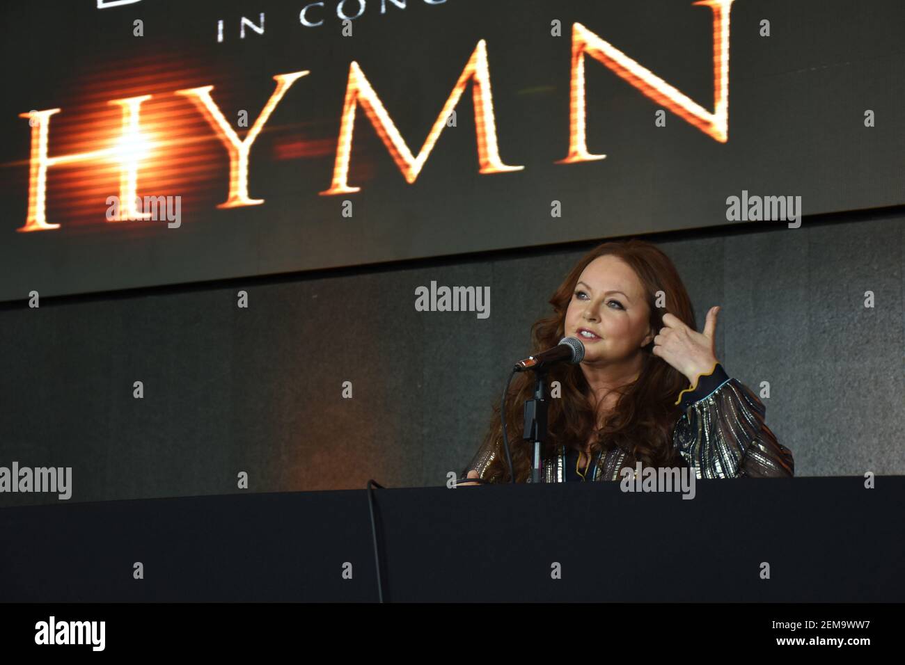 English soprano singer Sarah Brightman attends at press conference to ...