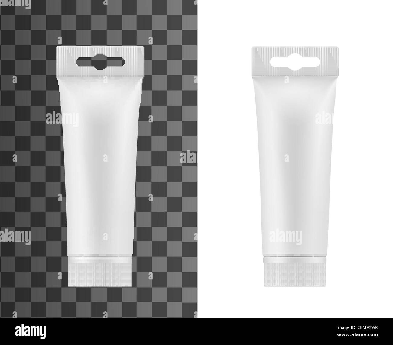 White plastic tube of toothpaste or cream, cosmetics vector 3D mockup ...