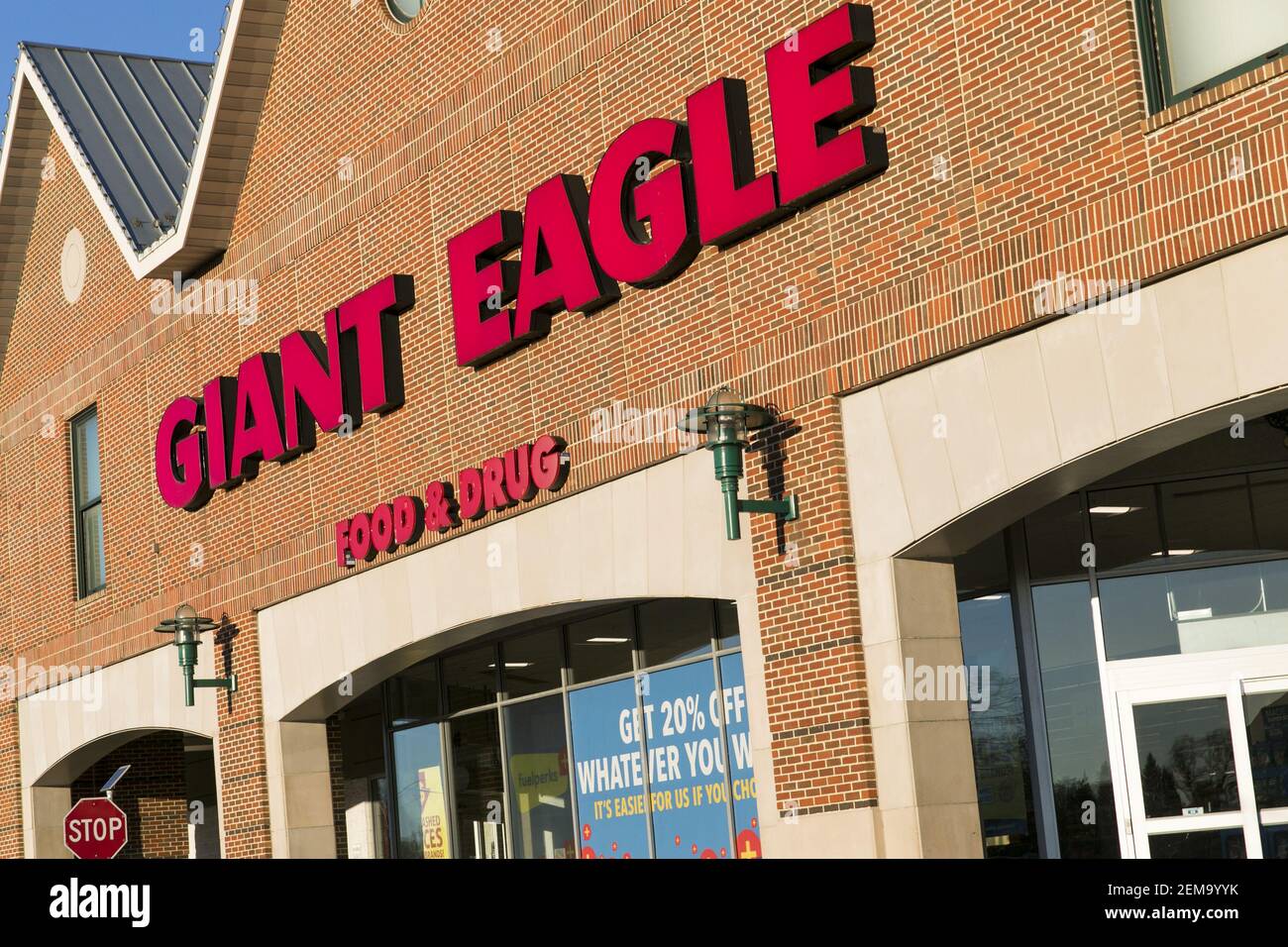 A logo sign outside of a Giant Eagle grocery store in Frederick ...