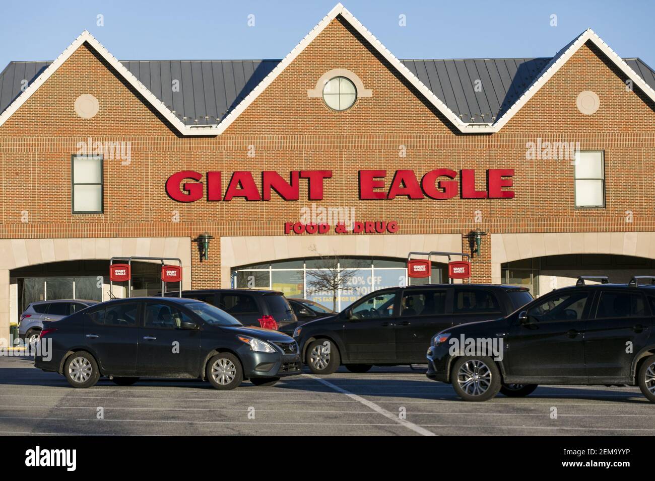 A logo sign outside of a Giant Eagle grocery store in Frederick ...